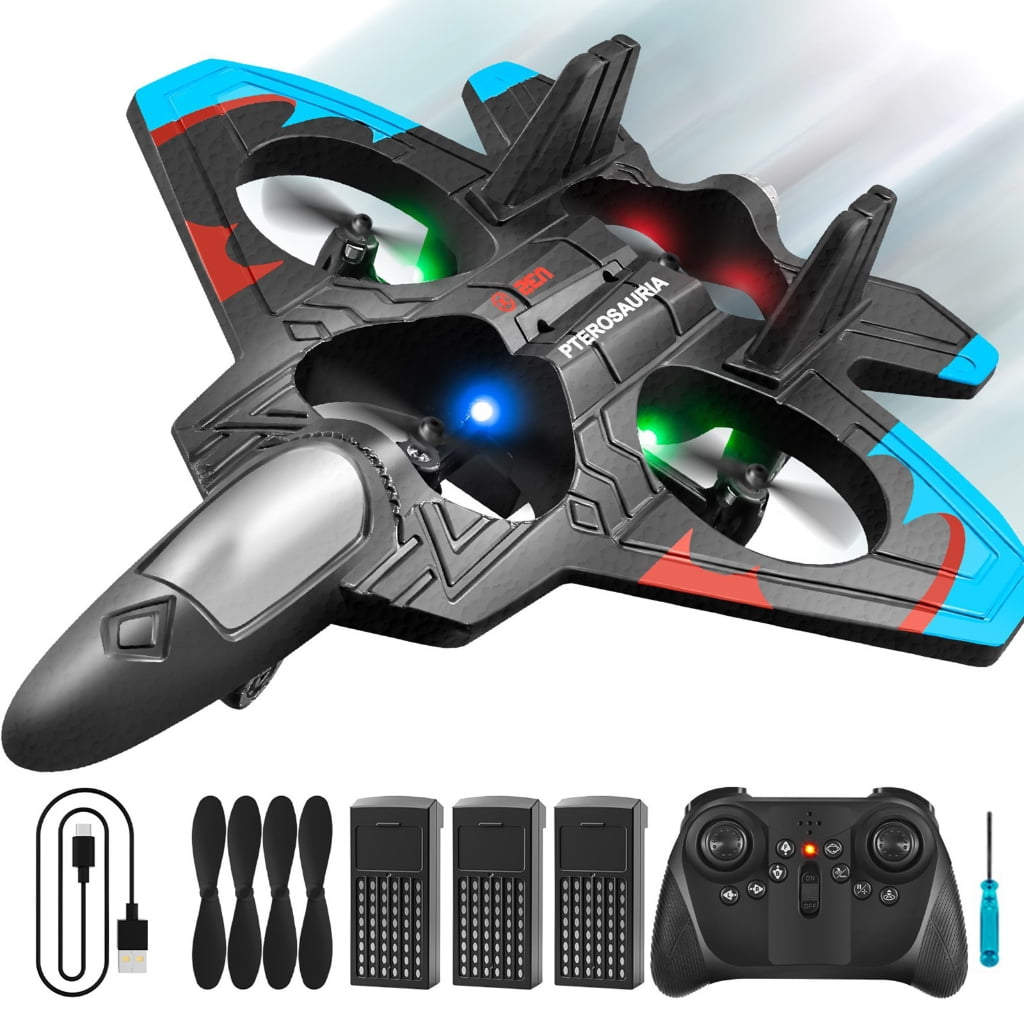 Sinyiin Stunt Remote Control Plane Foam Jet Fighter with LED Lights ...