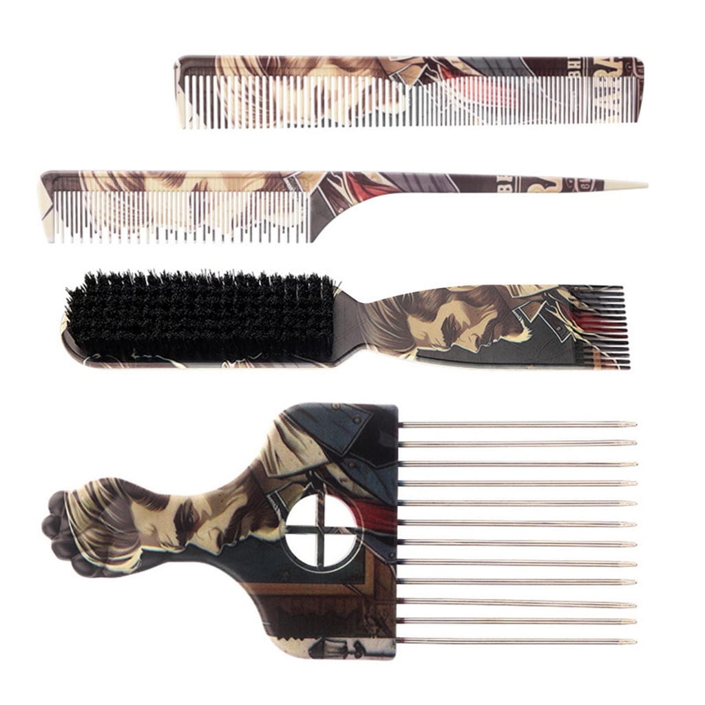 Sinyiin Unique Patterned 4Pcs Hair Comb Brush Kit Afro Hair Pick Comb ...