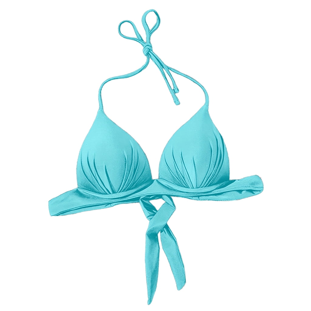 Sinyiin Women Push Up Swimsuit Top Halterneck Beach Top Female Solid ...