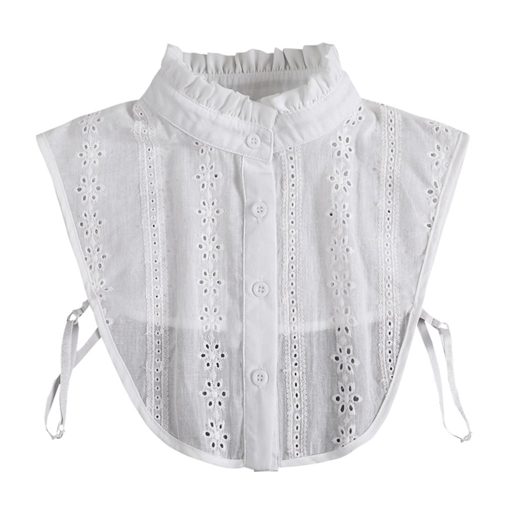 Sinyiin Women Ruffles Stand-Up Fake Collar Detachable Dickey Blouse ...