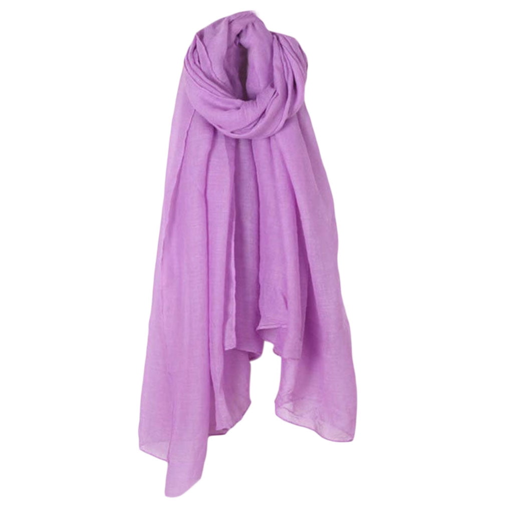 Sinyiin Womens Solid Color Large Sheer Scarf Wrap Shawl Soft Cotton ...
