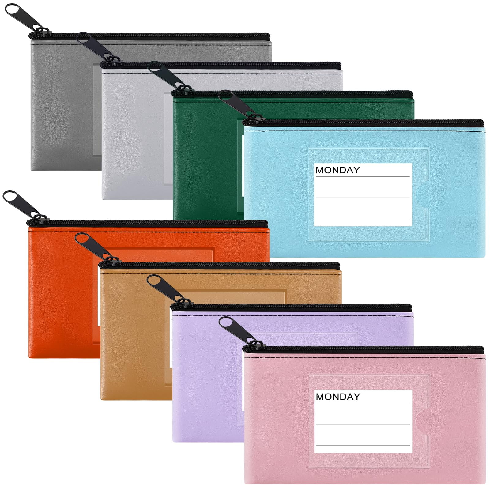 Sinzip 8 Pack Bank Deposit Money Bag, Heavy Duty Leatherette Security ...