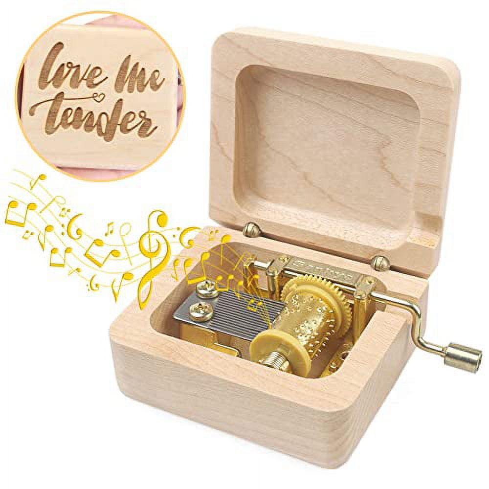 Sinzyo Wooden Music Box,Hand Crank Classic Antique Carved Wood Musical ...