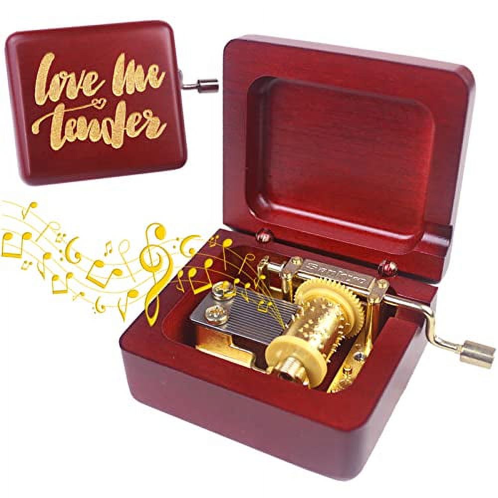 Sinzyo Wooden Music Box,Hand Crank Classic Antique Carved Wood Musical ...