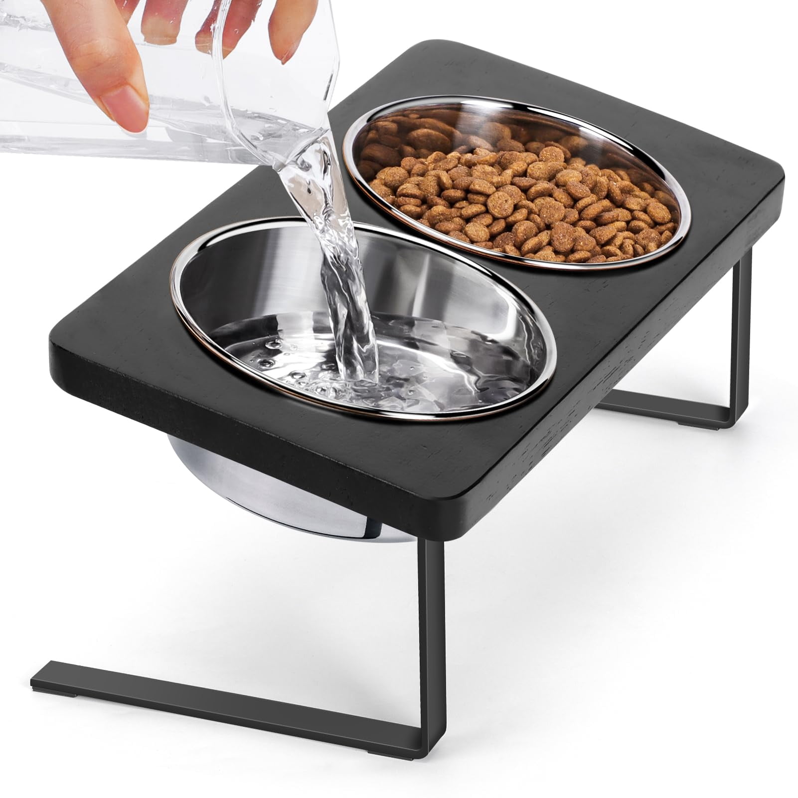 Anti-spill Pet Food Stand Elevated Cat Bowls With 15° Tilt - Triple ...