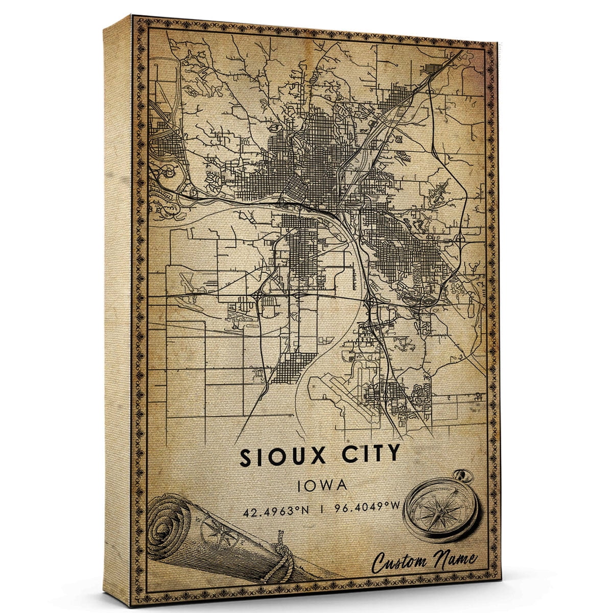Sioux City Map Poster, Iowa Map City Art Poster, Canvas, Sioux City ...