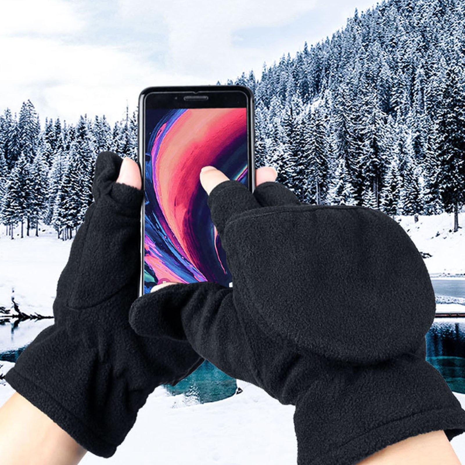 Sioweci 1 Pair Warm Gloves Good Fluffy Delicate Fleece Covered Winter ...