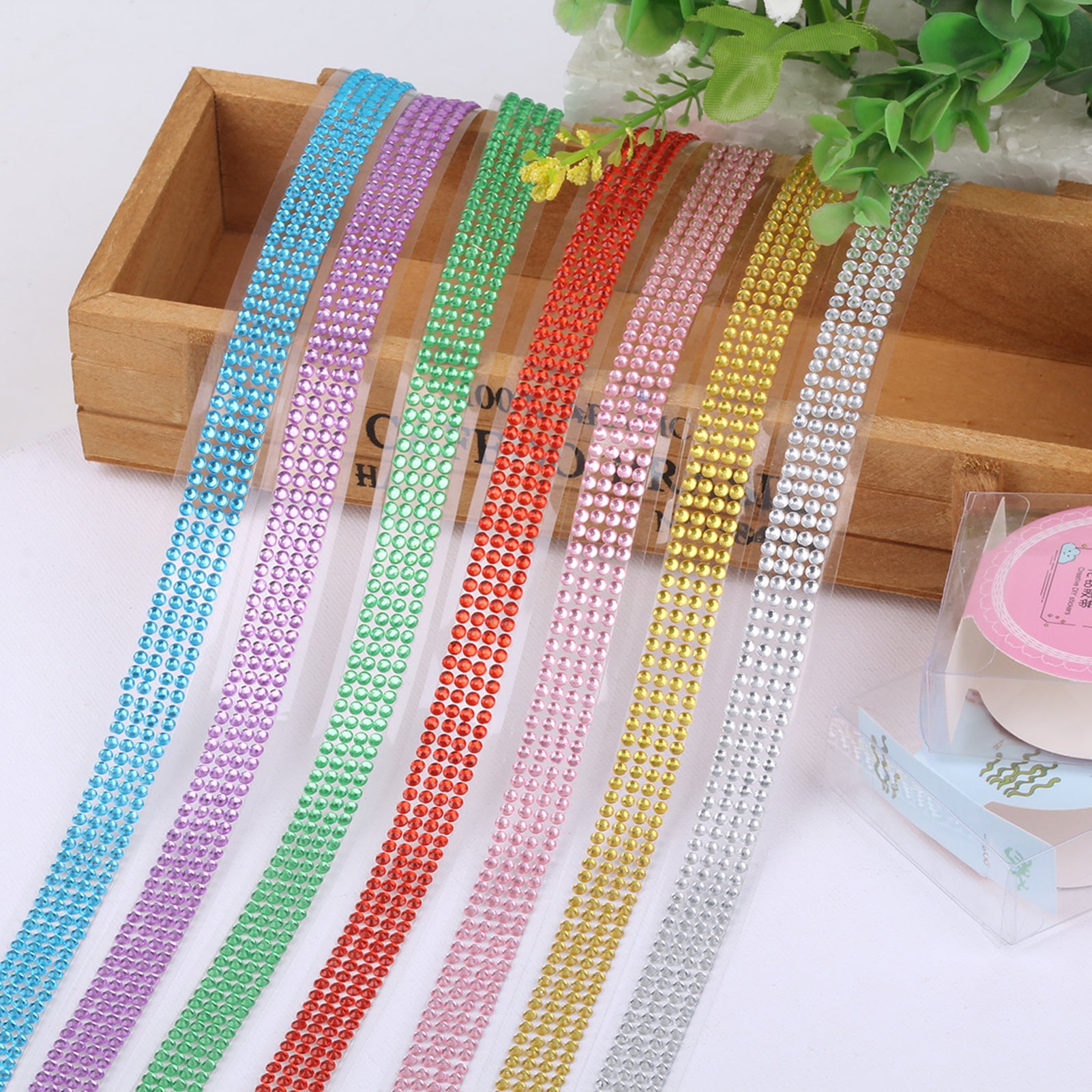 Sioweci 1 Roll Tape Eye-catching Self-Adhesive Acrylic DIY Rhinestones ...