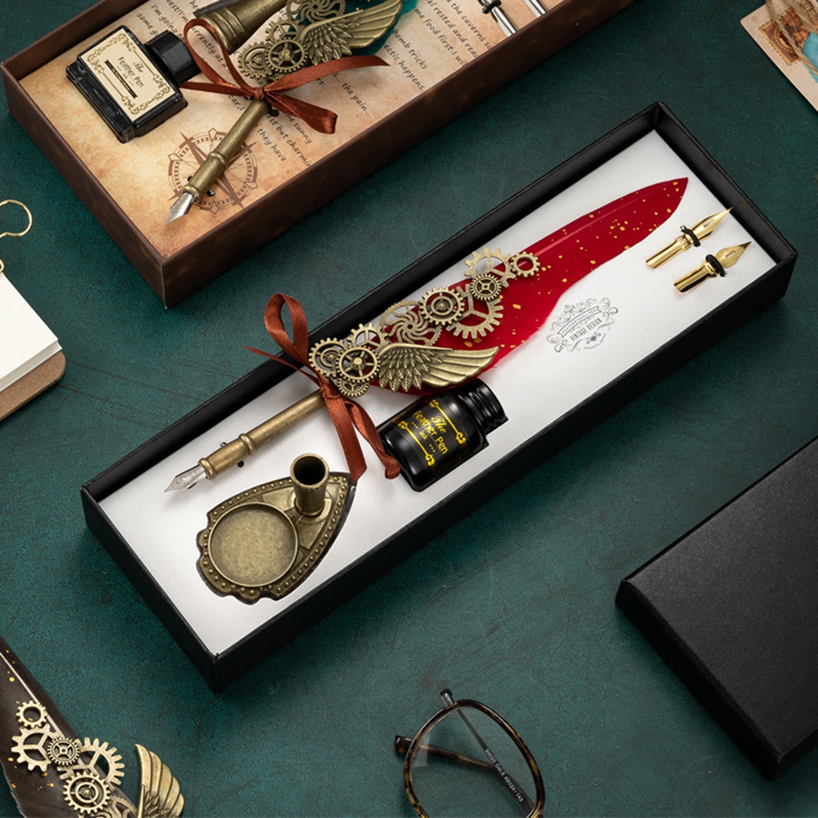 Sioweci 1 Set 0.5mm Smooth Writing Quill Pen Set Eye-catching Copper ...