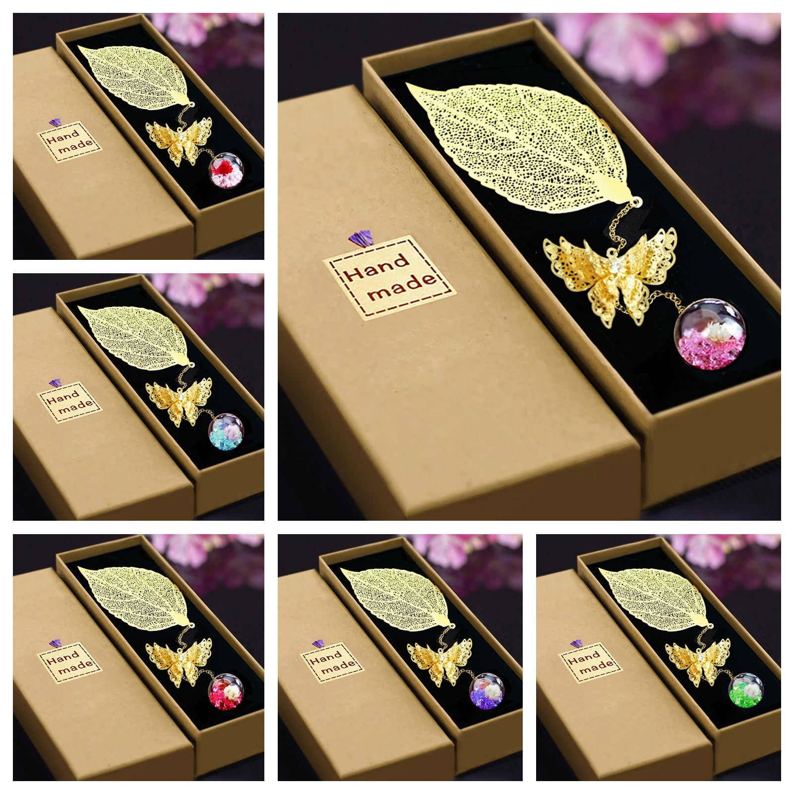 Sioweci 1 Set Book Marker Metal Leaf Bookmarks with Gift Box Copper ...