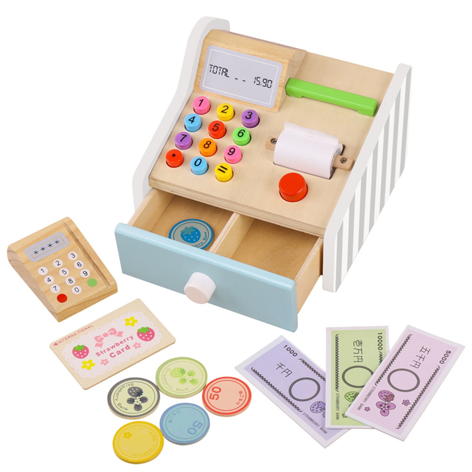 Sioweci 1 Set Cash Register Toy Rich Accessories Realistic Experience ...