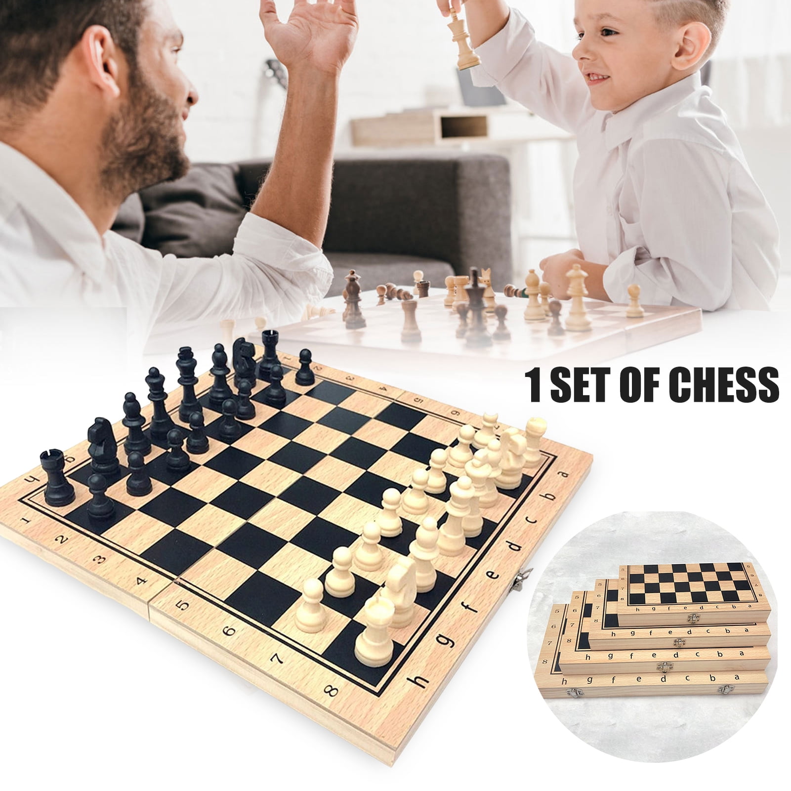 Sioweci 1 Set Chess Game Portable Foldable Durable 3 in 1 Wooden ...