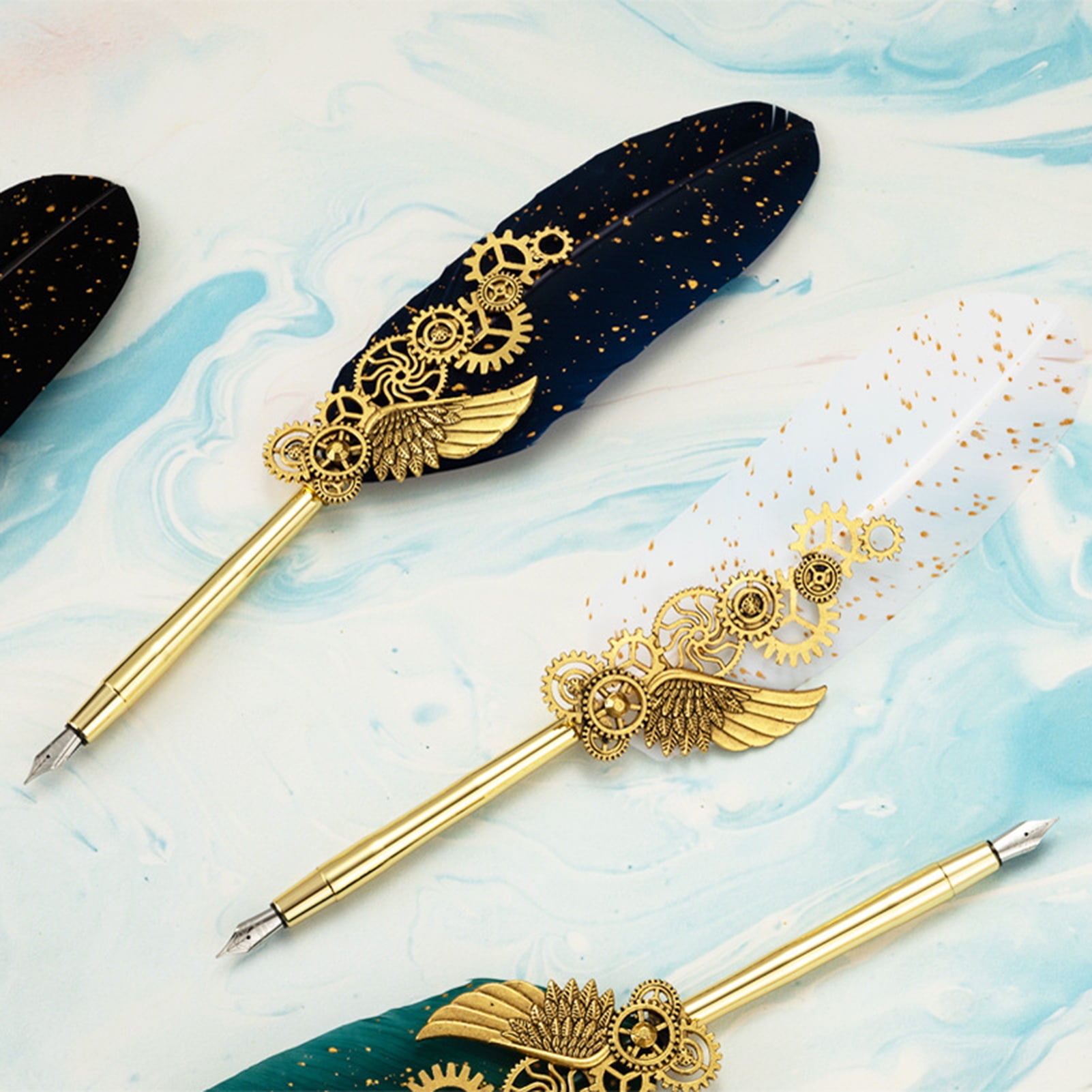 Sioweci 1 Set Decorative Quill Pen Set Retro Copper Comfortable Grip ...