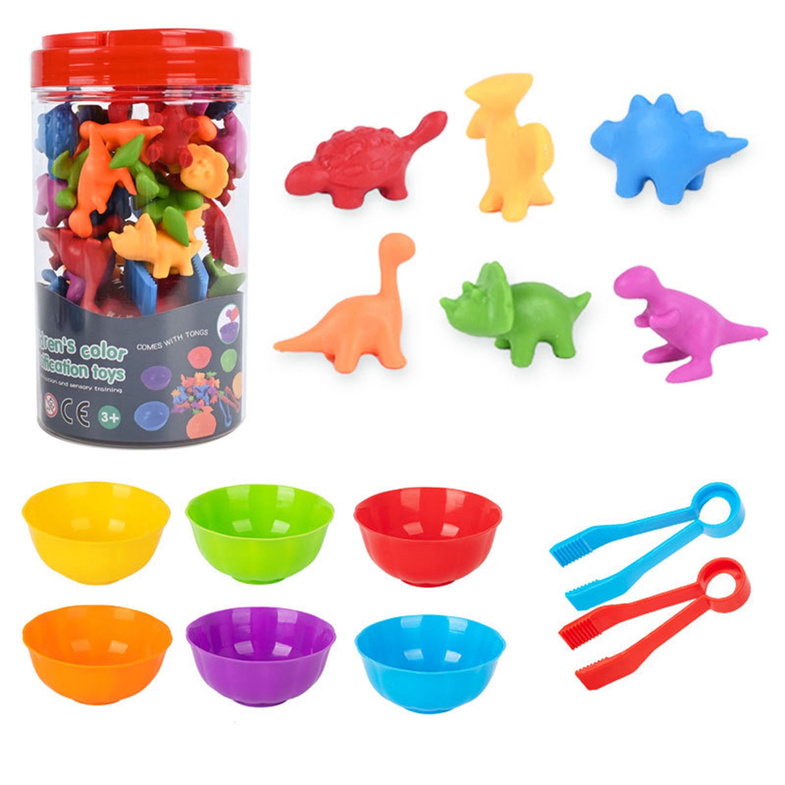 Sioweci 1 Set Kids Animal Counting Toy with Bowls Tweezers Cartoon ...