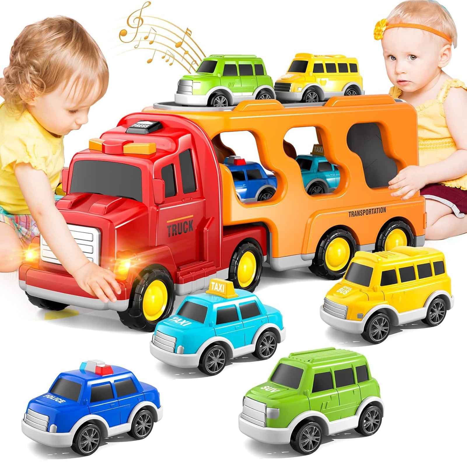 Sioweci 1 Set Kids Carrier Truck Toy with Music Light Inertial Drive ...