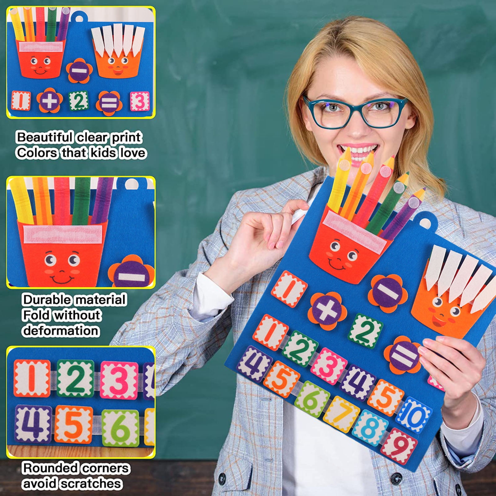 Sioweci 1 Set Kids Felt Math Board with 1-10 Numbers Operation Symbols ...