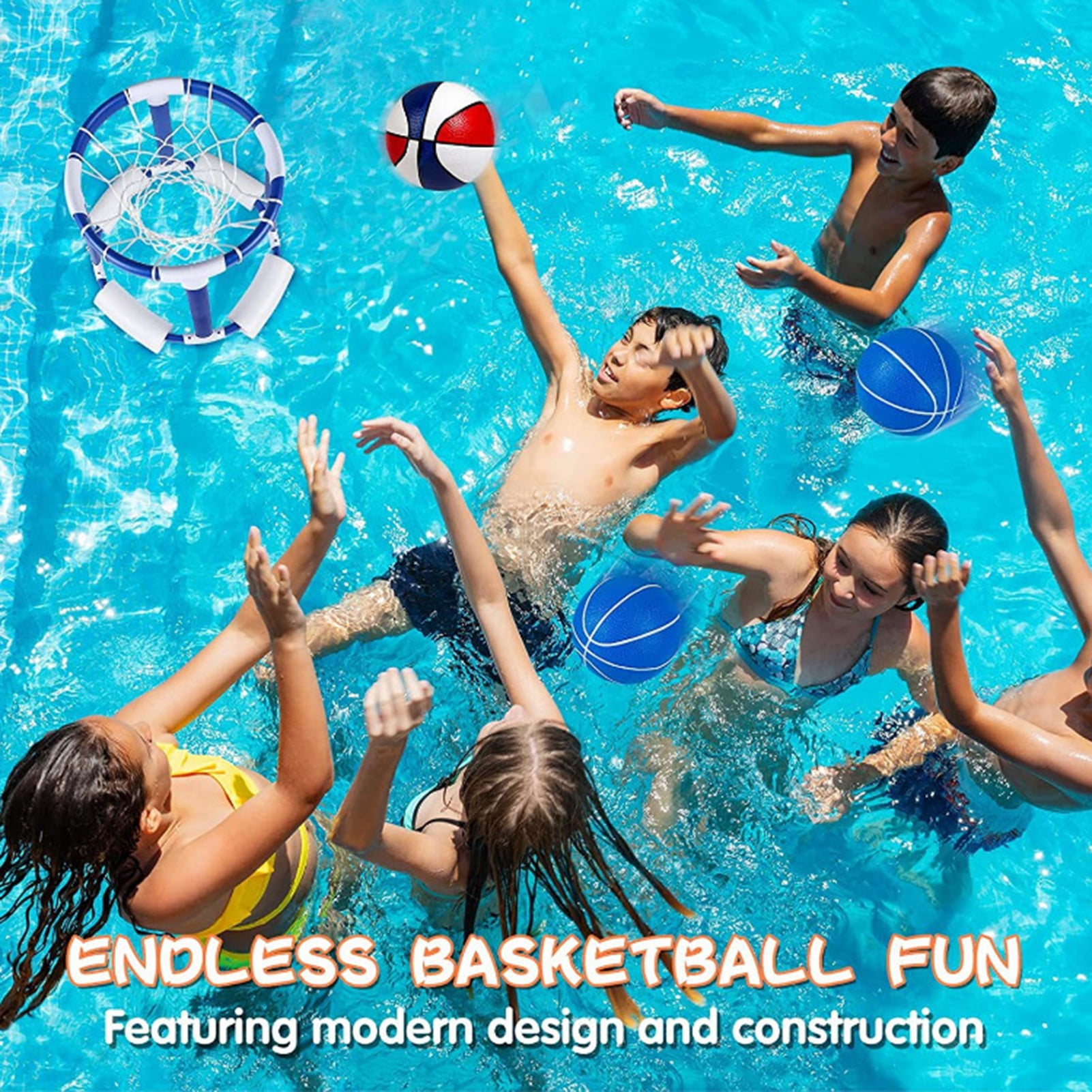Sioweci 1 Set Pool Basketball Hoop Toy with 2 Inflatable Balls Inflator ...