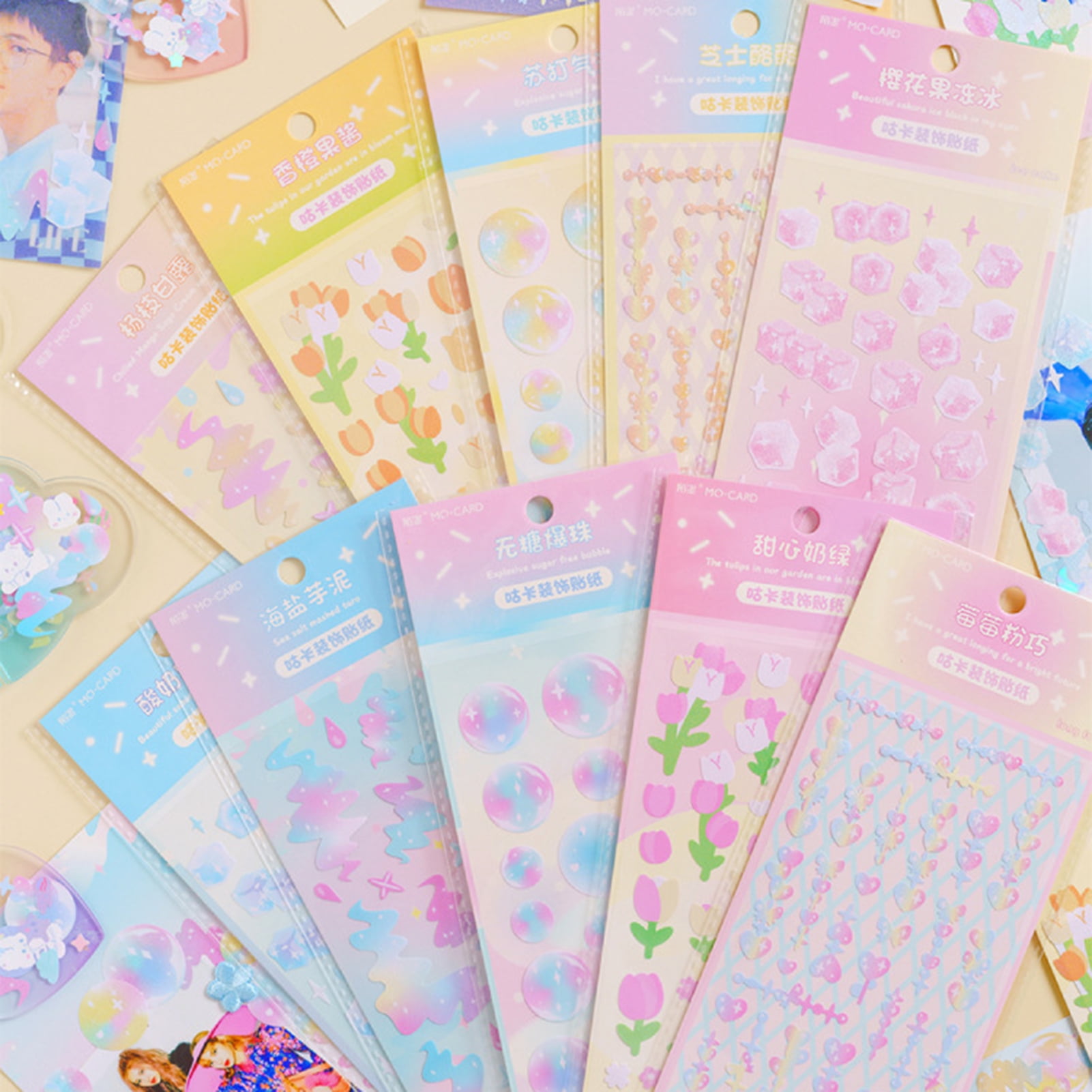 Sioweci 1 Sheet Scrapbook Sticker Shiny Self-adhesive Removable Super ...