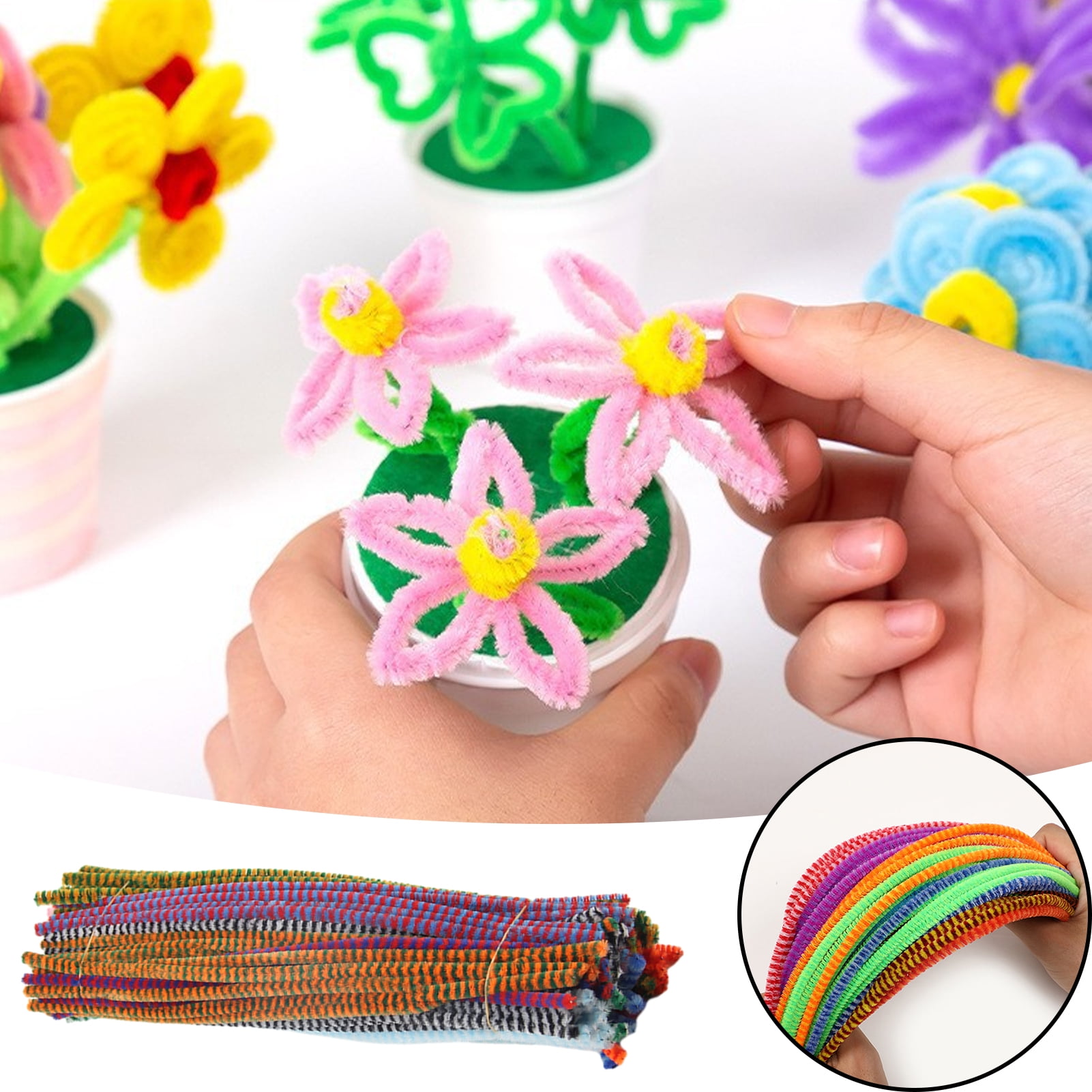 Sioweci 100Pcs 10-Color Spotted Pipe Cleaners Craft Kit Flexible ...