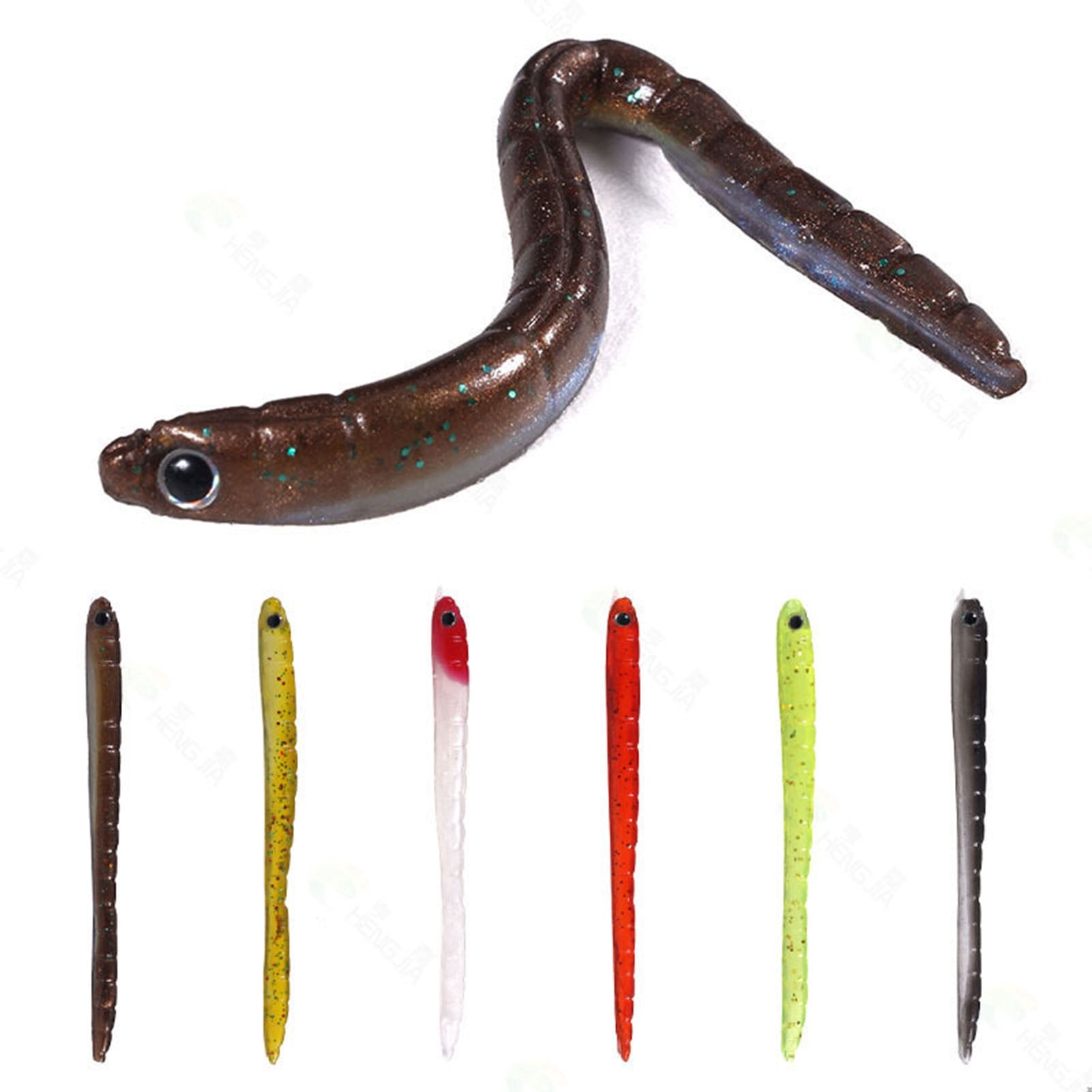 Sioweci 10Pcs 9CM/1.7G Soft Worm Fishing Lure Realistic Eyes Floating ...
