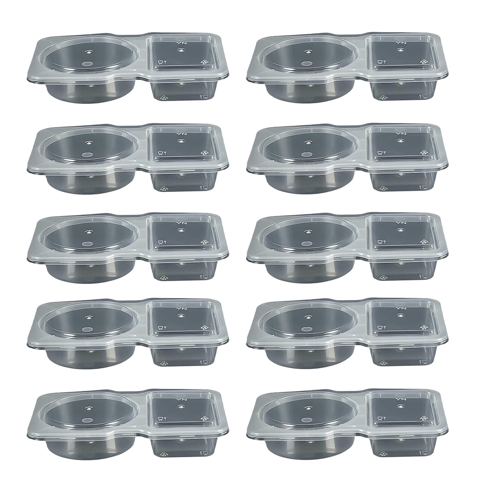 Sioweci 10Pcs Condiment Containers Dual Compartment Seasoning Box with ...
