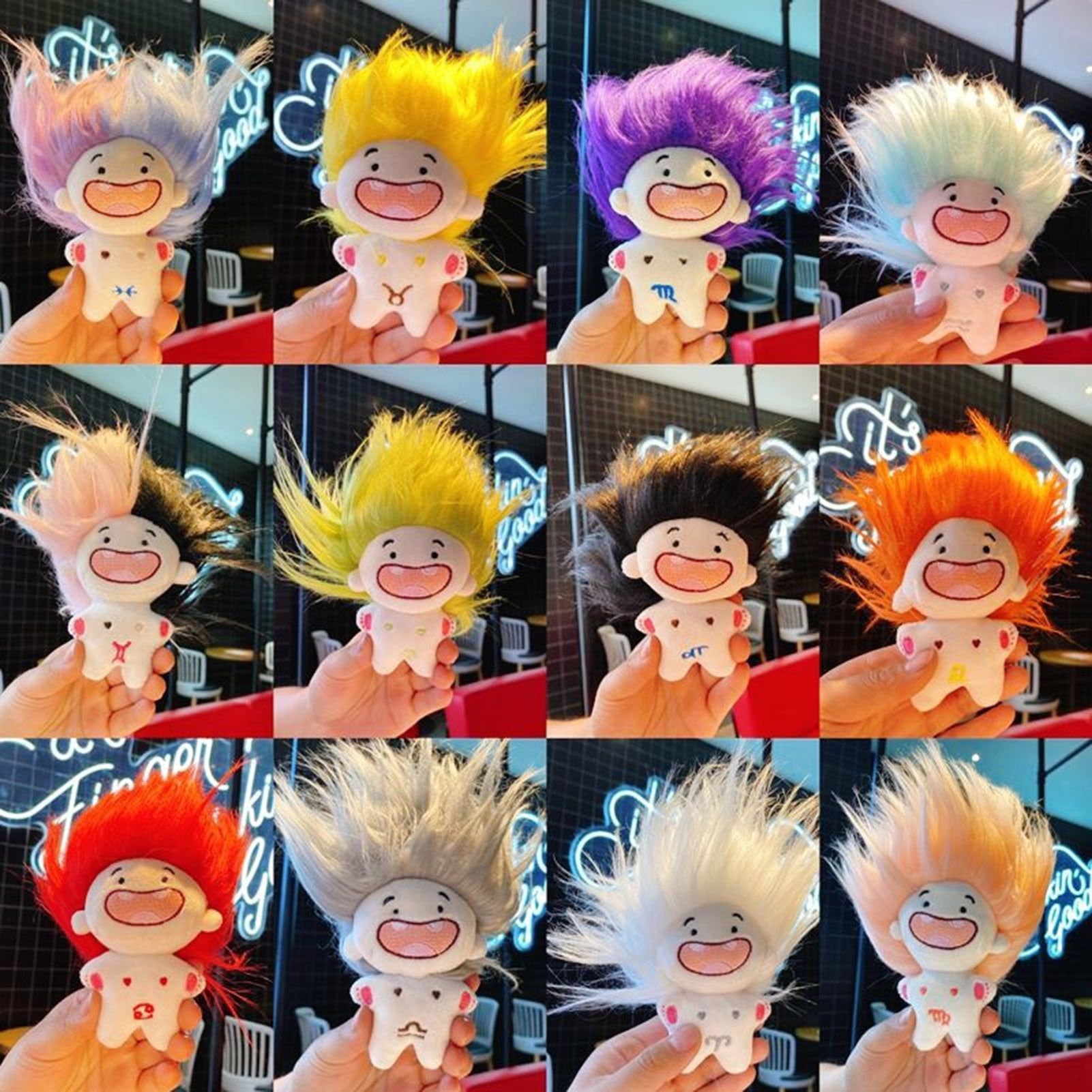 Sioweci 15cm Stuffed Naked Doll Colorful Mess Hair Deciduous Teeth 12 ...