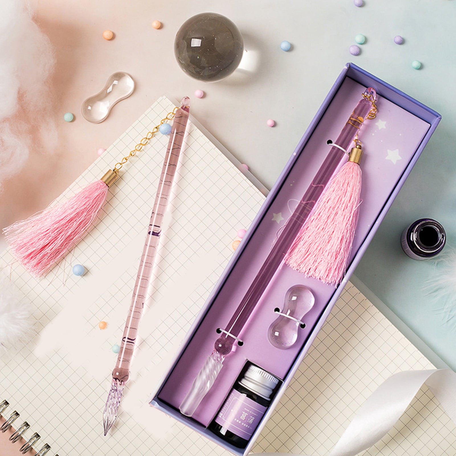 Sioweci 1Set Dip Pen Translucent Ink-saving Easy to Clean Art Crystal ...