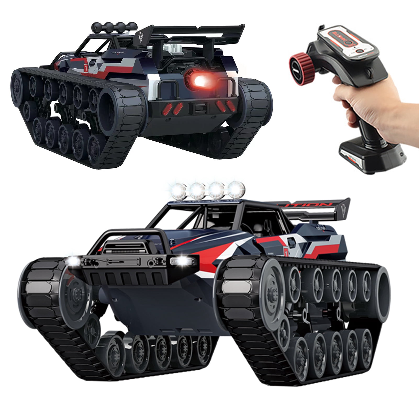 Sioweci 2.4GHz Remote Control Off-Road Tank with Spray LED Lights ...