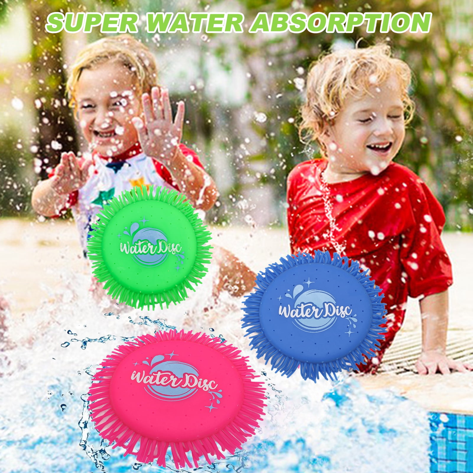 Sioweci 2 Pack Water Flying Discs Sponge Absorbent Enhance Parent-Child ...