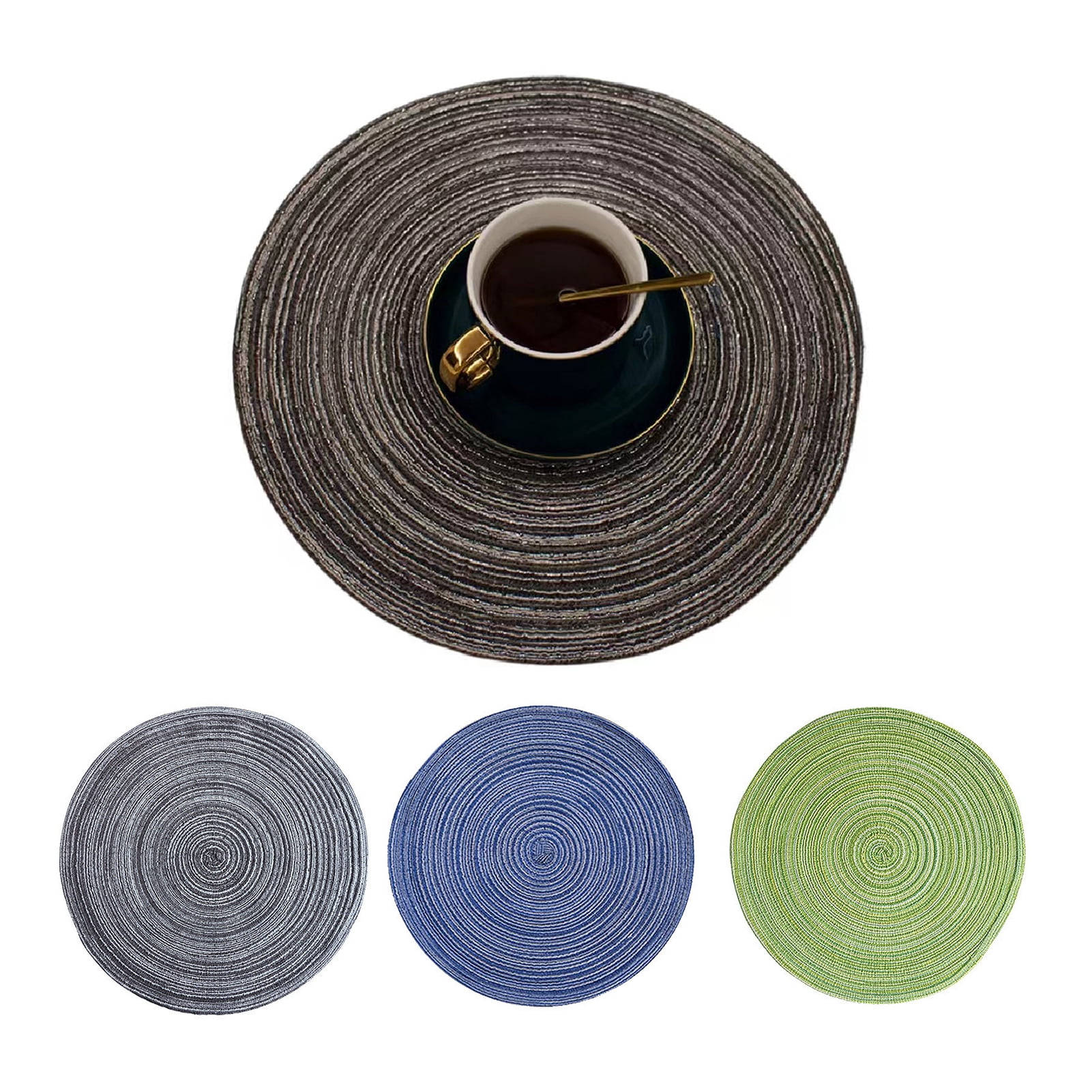 Sioweci 2 Pcs Anti-Slip Round Table Mat Set Woven Placemats Dining ...