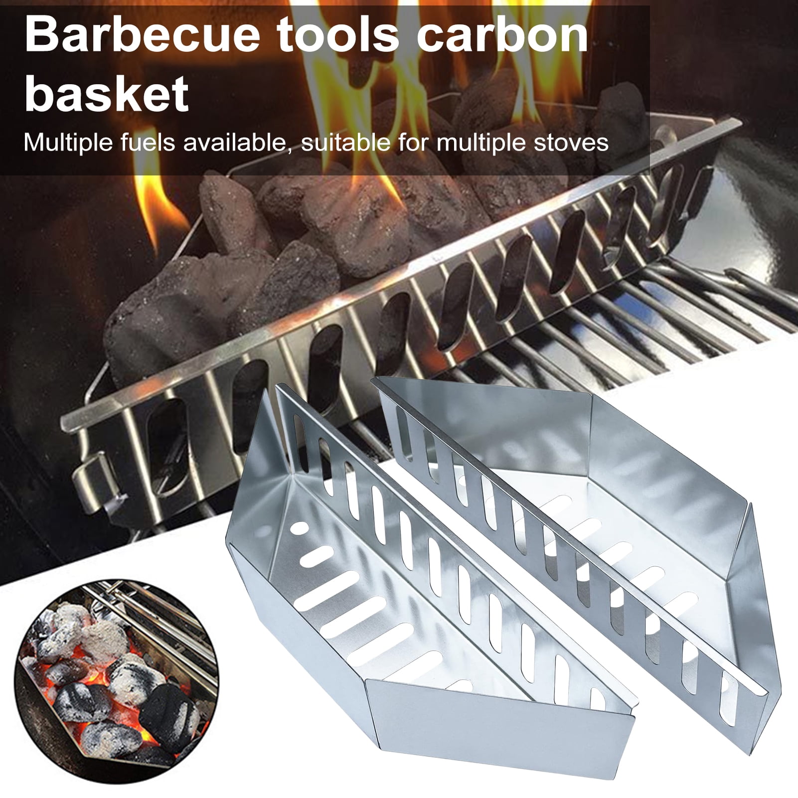 Sioweci 2 Pcs BBQ Charcoal Basket Briquette Holders Wood Chips Grill ...