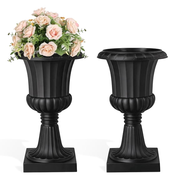 Sioweci 2Pcs 19.7"Tall Plastic Urn Planter, Opening Classic Round ...