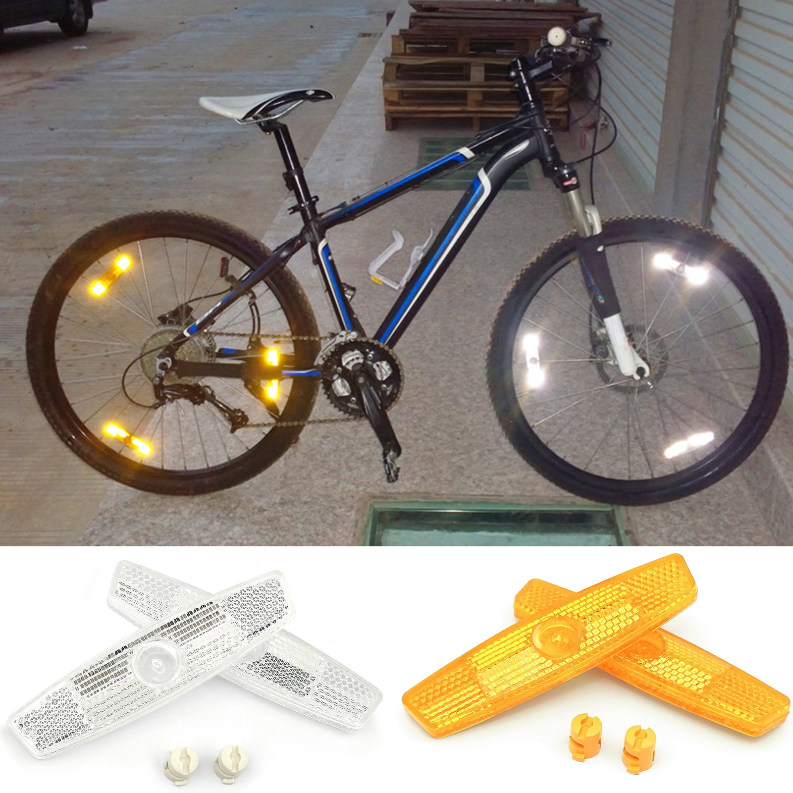 Sioweci 2Pcs Bike Warning Reflectors Enhanced Visibility Universal Simple Installation Bicycle ...