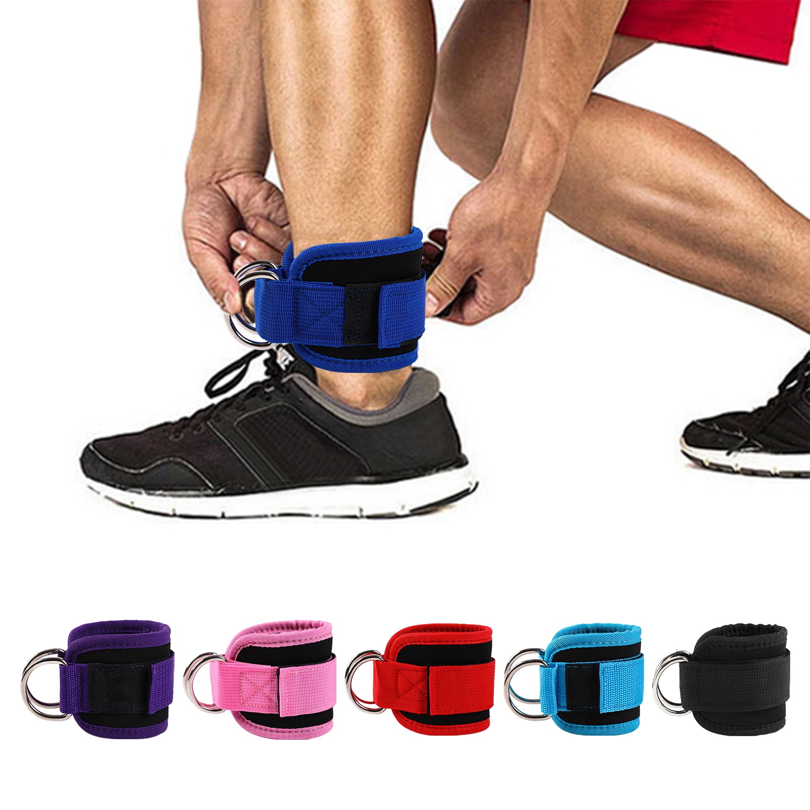 Sioweci 2Pcs Fitness Ankle Cuff with D-Ring Adjustable Men Women Hip ...