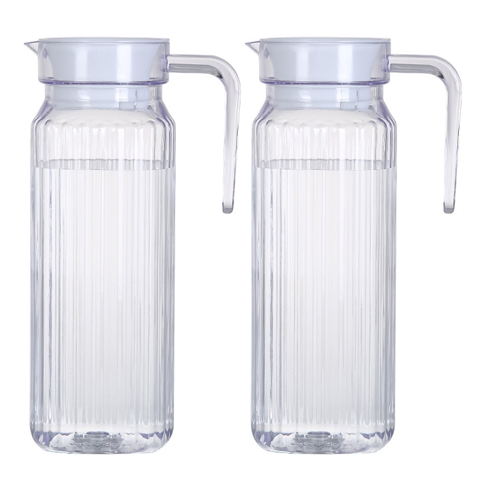 Sioweci 2Pcs Fridge Glass Water Jug with Lid Food Grade Spill-Free ...