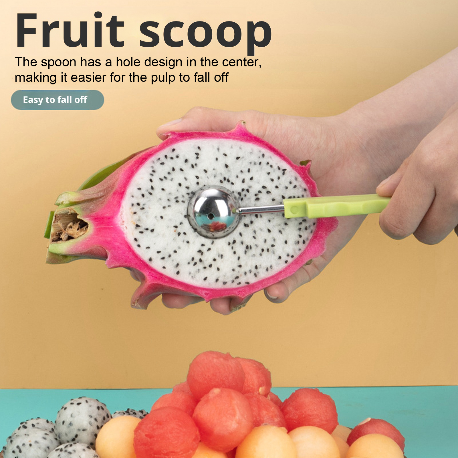 Sioweci 3-in-1 Fruit Ball Scooper Melon Baller Scoop Pulp Separator ...