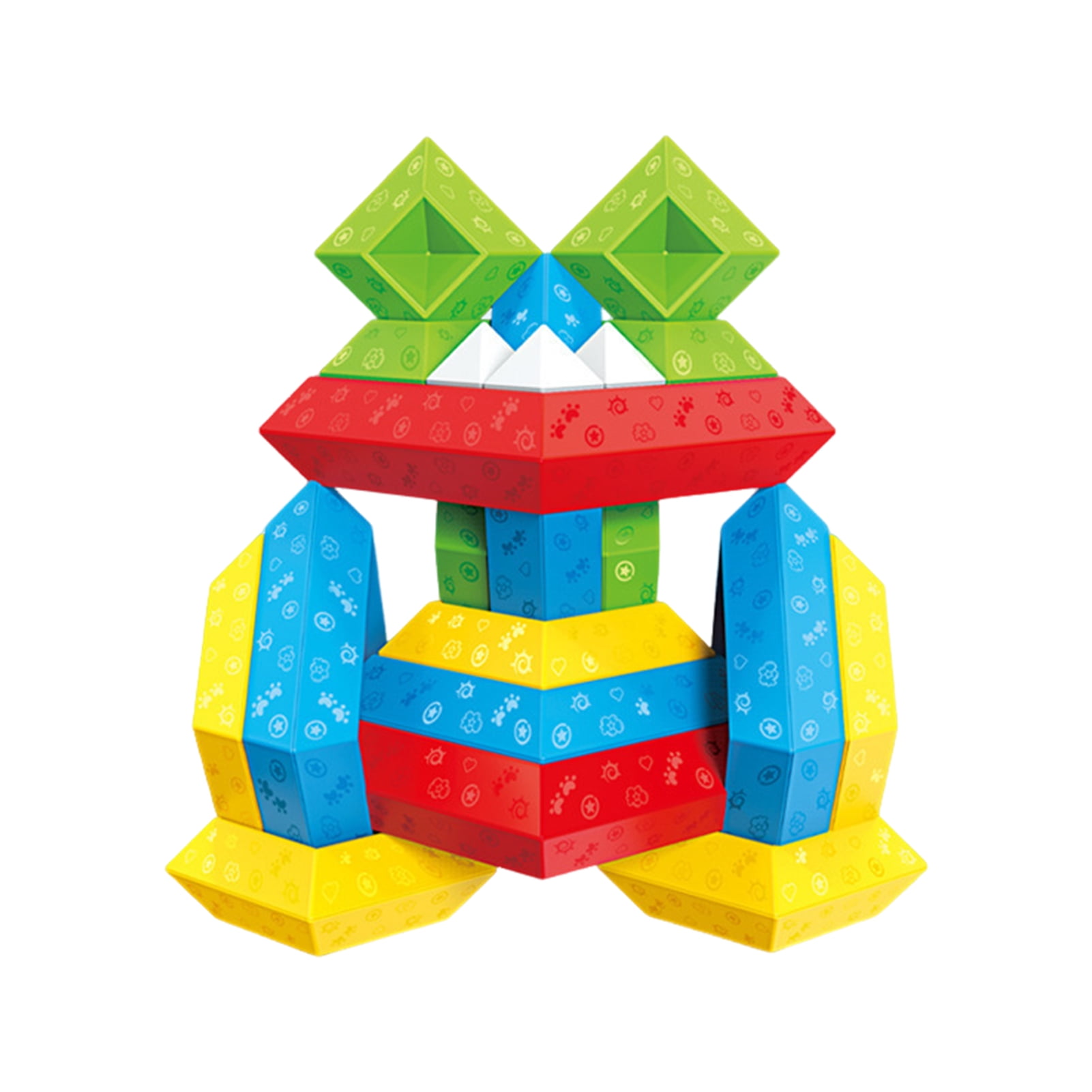Sioweci 30Pcs/Set Kids Building Block Toy Color Shape Cognition Toddlers Stacking Pyramid Brick ...