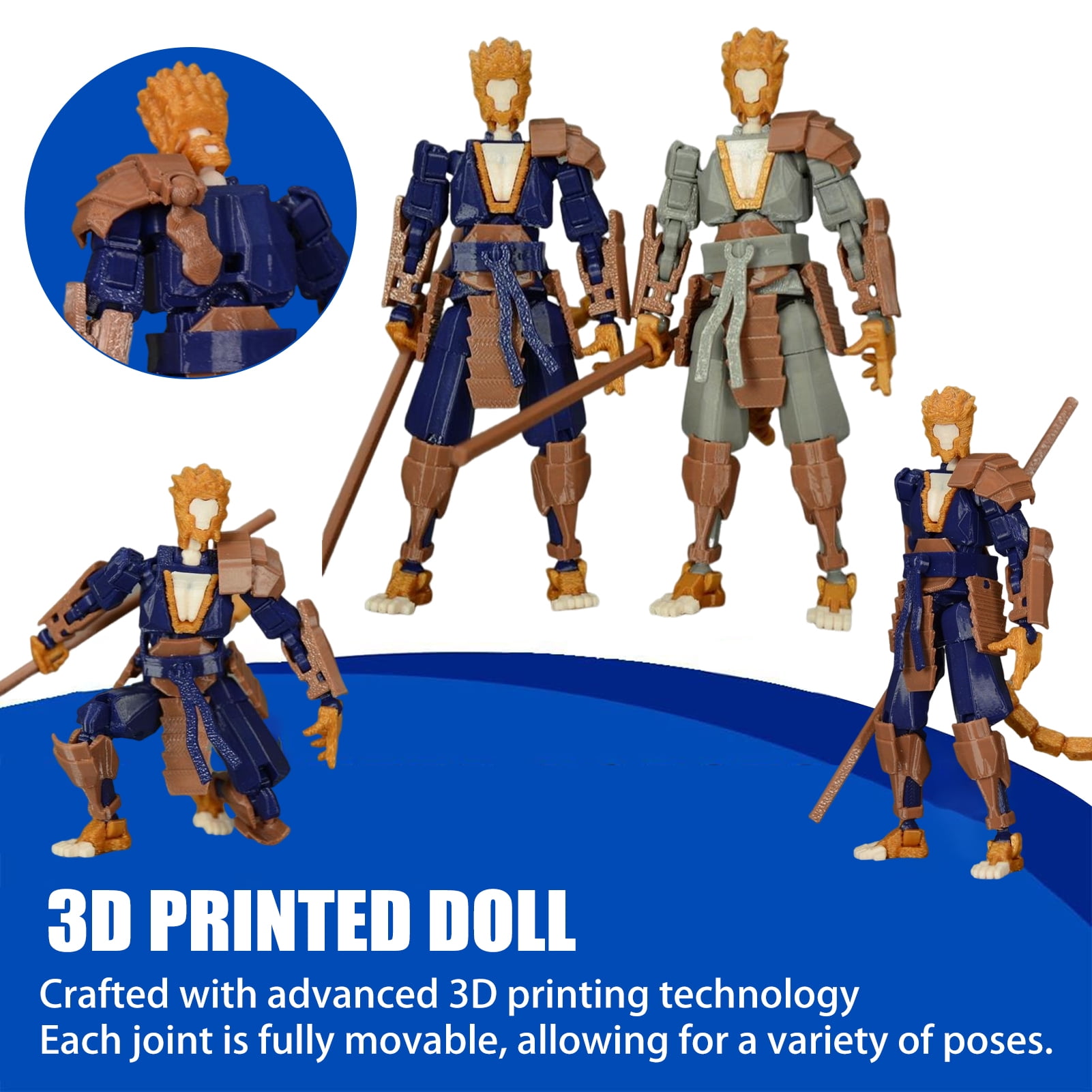 Sioweci 3D Printed Wukong Action Figure Movable Joints Monkey King ...