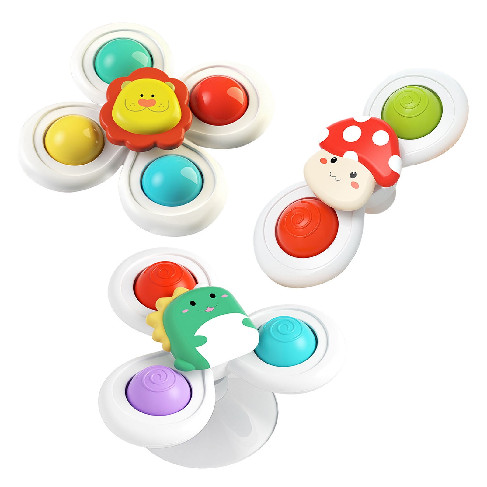 Sioweci 3Pcs/Set Baby Spinner Toy with Suction Cup Mushroom Lion ...