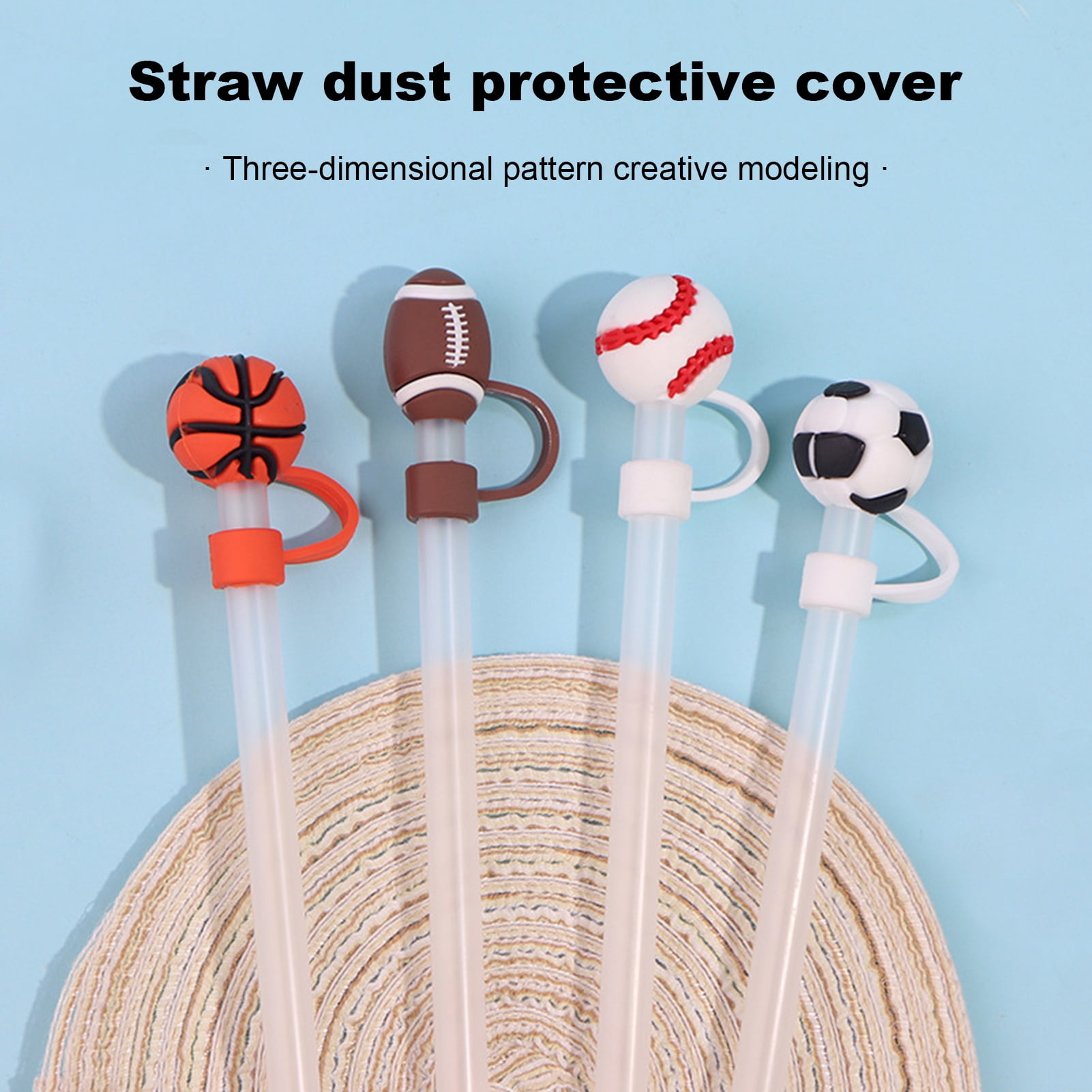 Sioweci 4 Pcs Silicone Straw Caps 10mm Dust-Proof Leak-proof Reusable ...