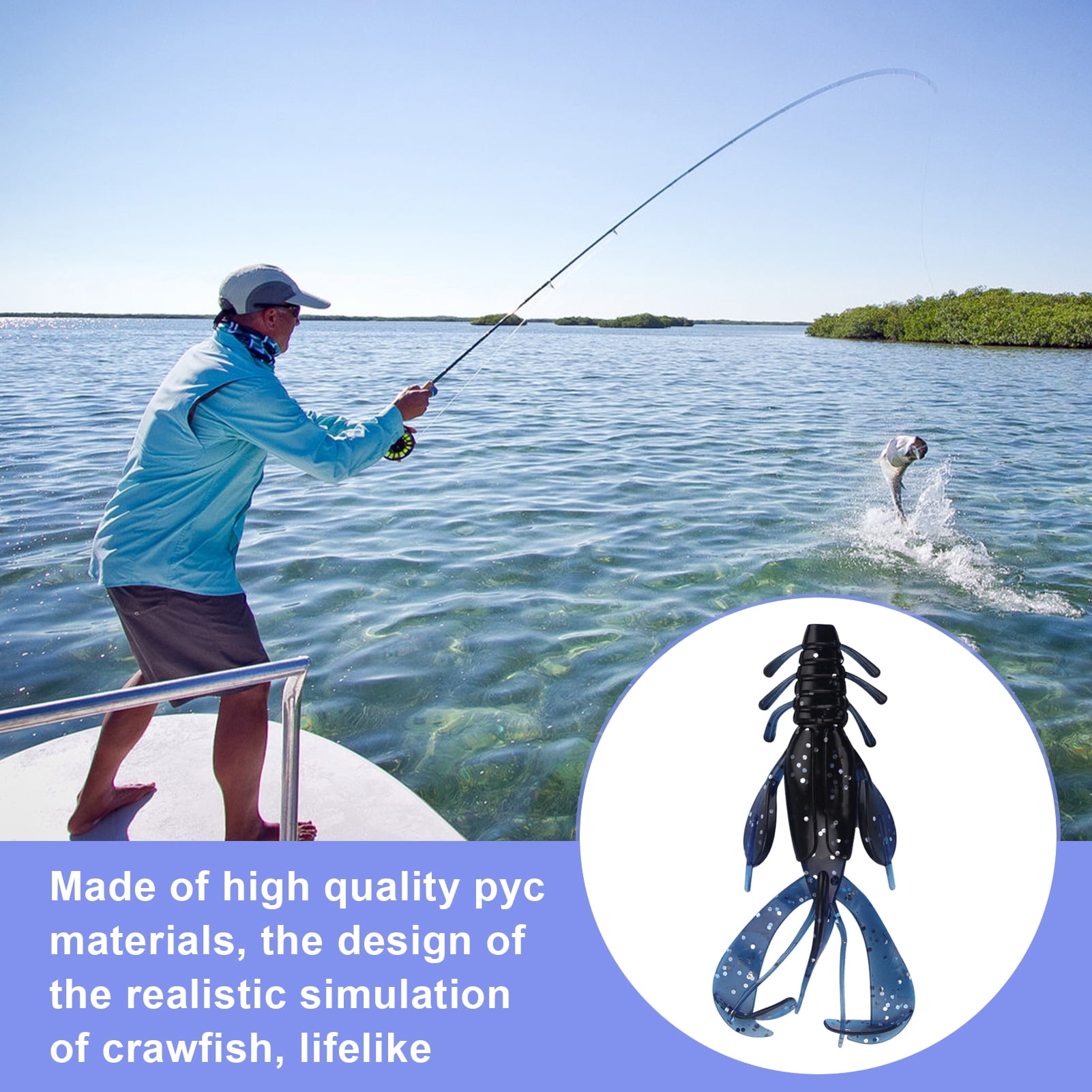 Sioweci 4Pcs 10CM/10G Soft Crayfish Lure with Sequins Realistic PVC ...