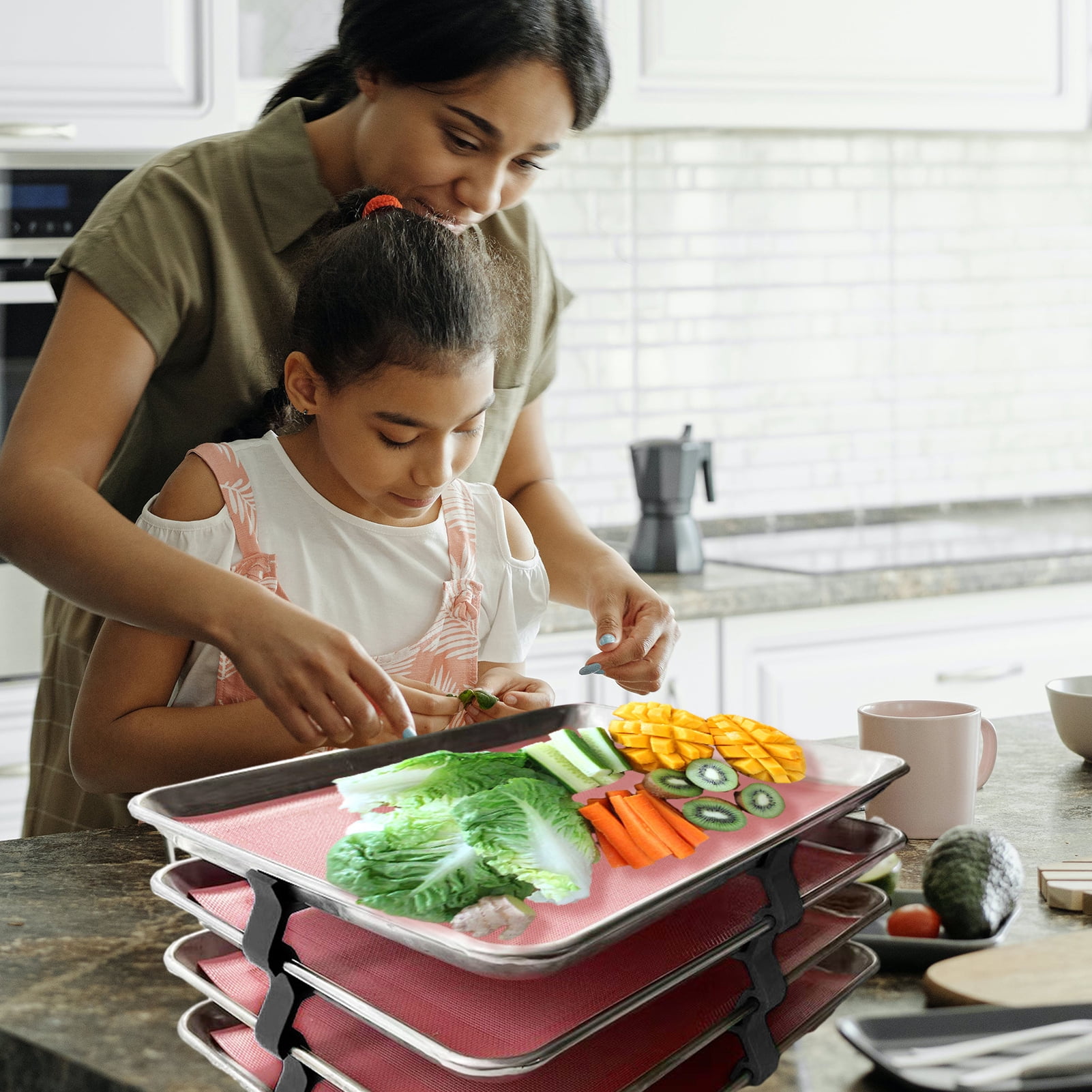 Sioweci 4Pcs Tray Stacker Heavy Duty Plastic Space Saving Freezer Dryer ...