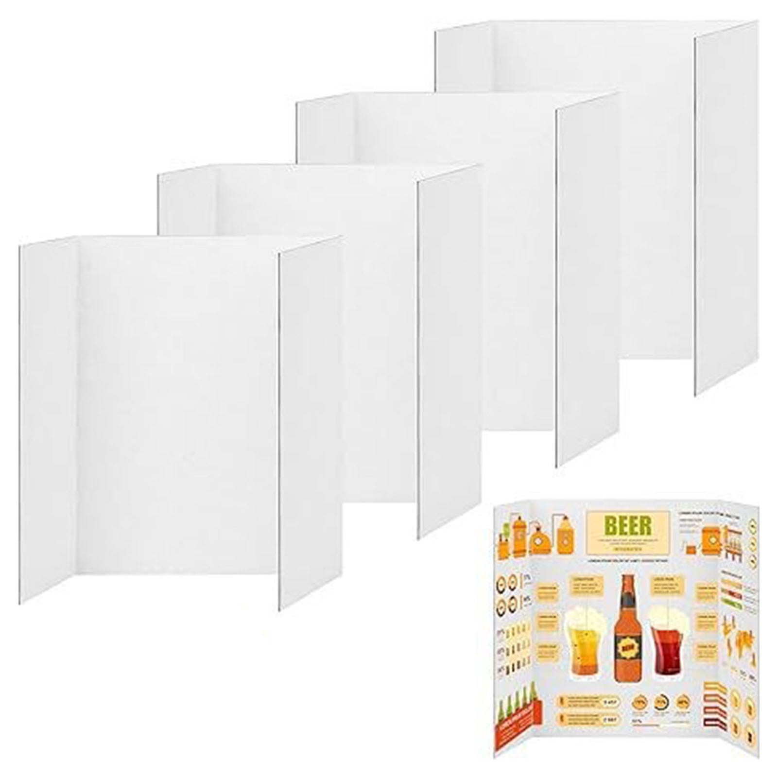 Sioweci 4Pcs Tri-Fold Poster Boards Small White Presentation Boards ...