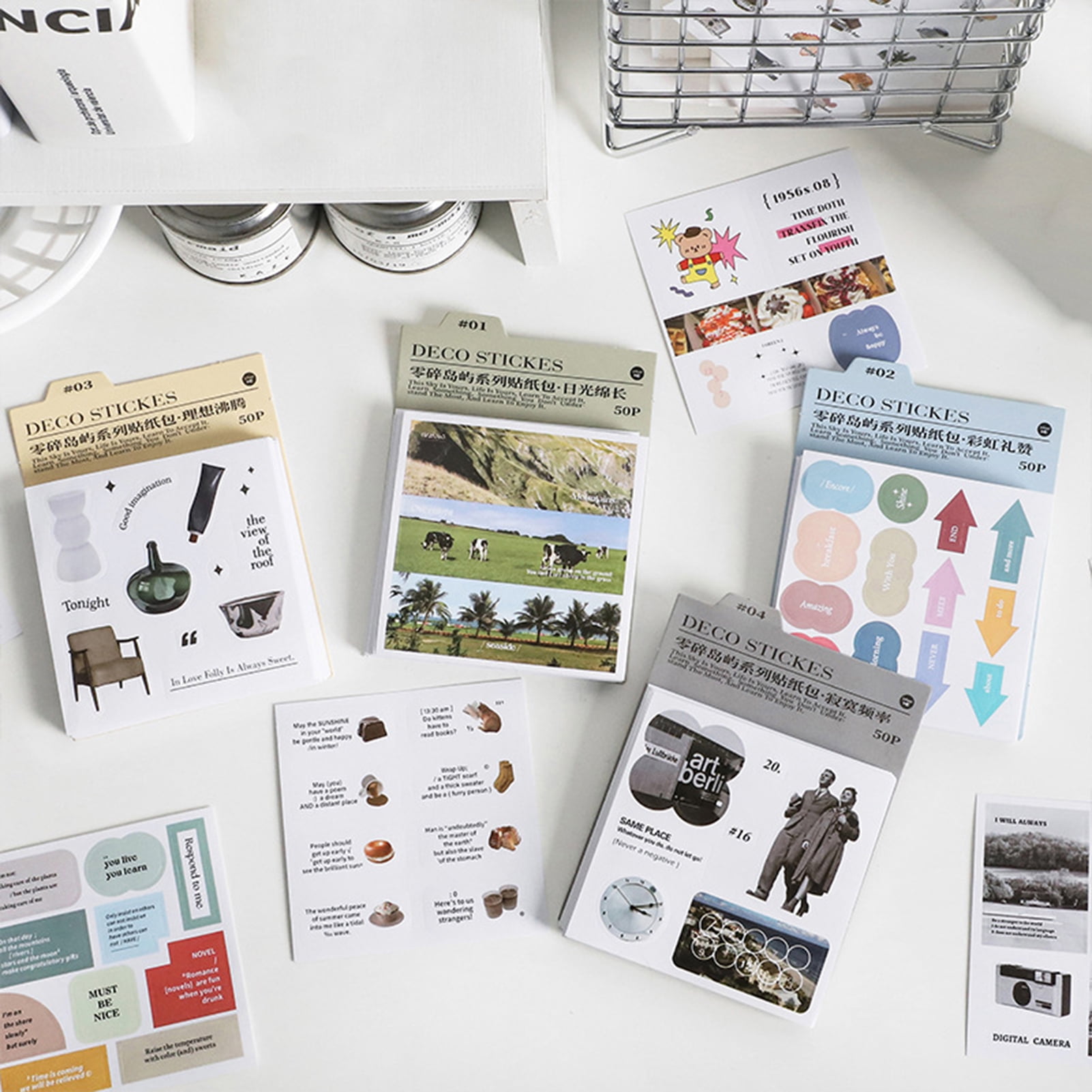 Sioweci 50 Sheets Scrapbook Sticker Self-adhesive Diverse Styles Rich ...