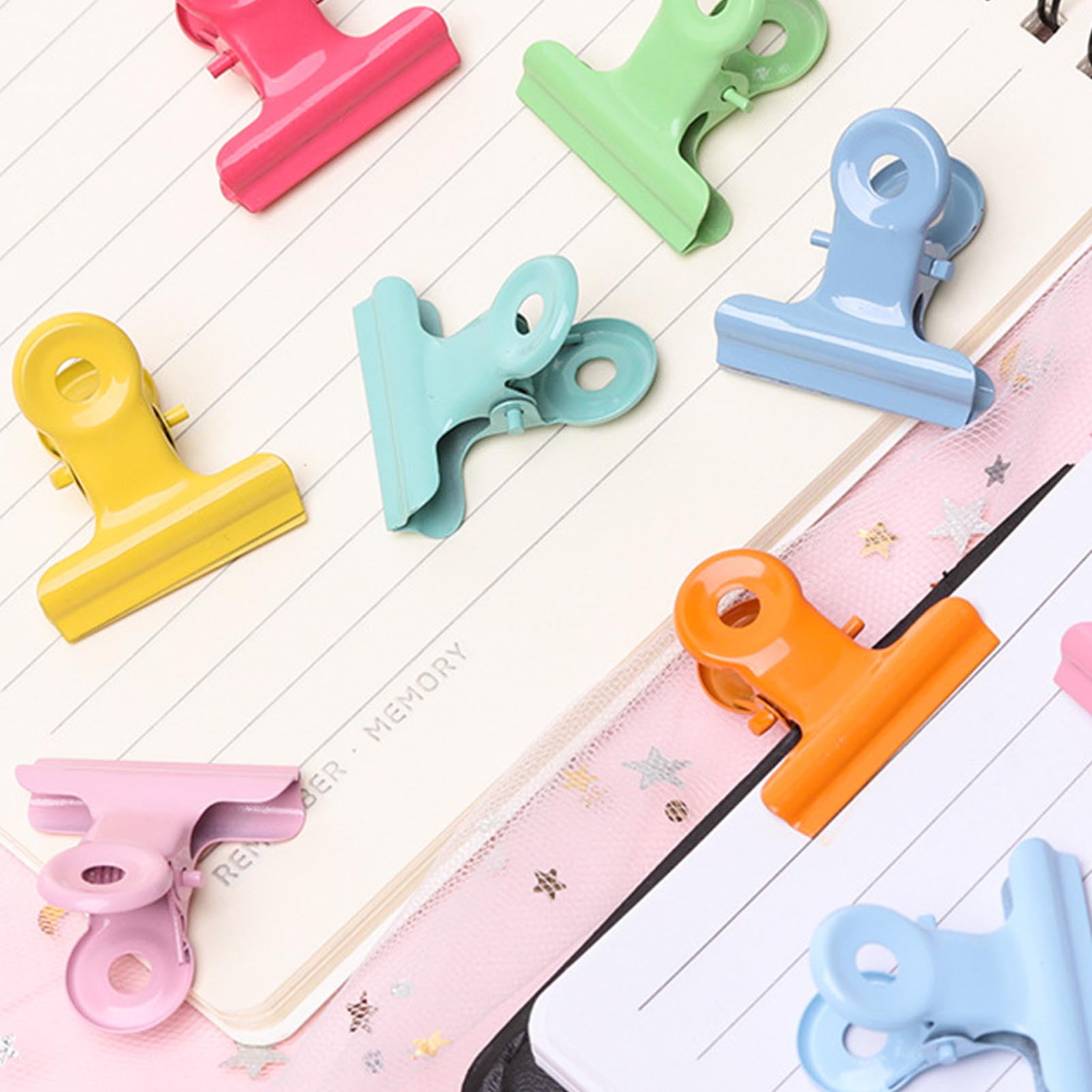Sioweci 5Pcs Candy Color Metal Binder Clips Hanging Hole Design Round ...