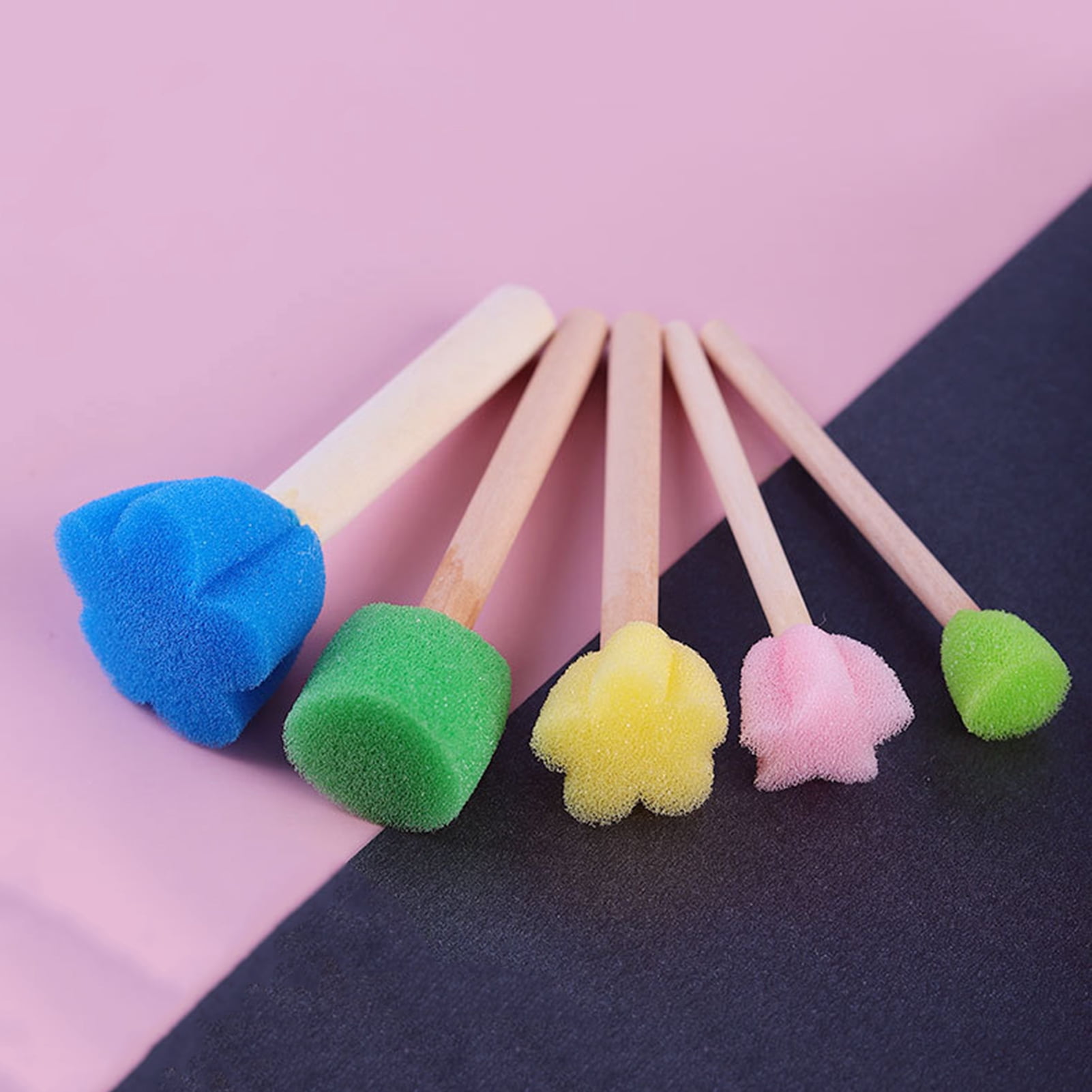 Sioweci 5Pcs Sponge Stamp Stick DIY Painting Stencil Wooden Handle Easy ...