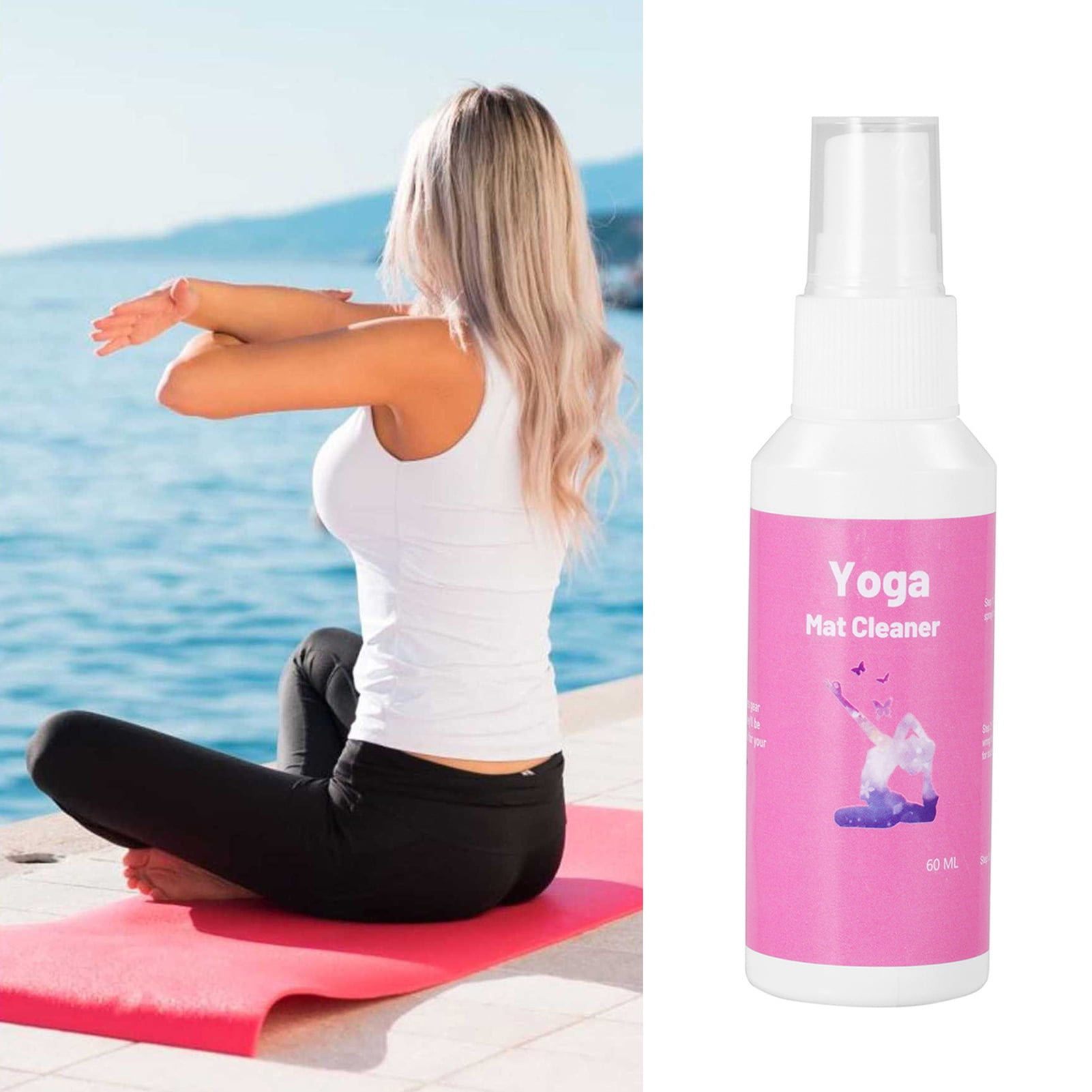 Sioweci 60ML Yoga Mat Cleaner Spray Portable Sweat Stain Removal Home ...