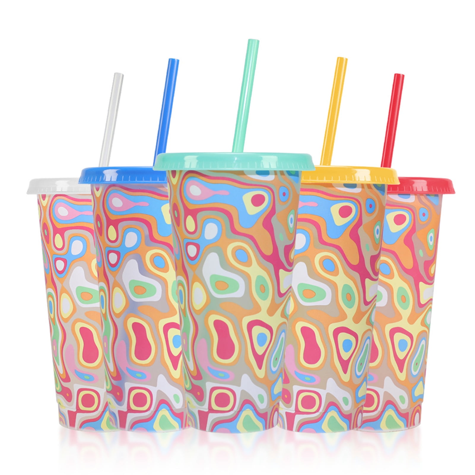Sioweci 710ML Magic Color Changing Cups with Lids Straws Reusable Cups ...