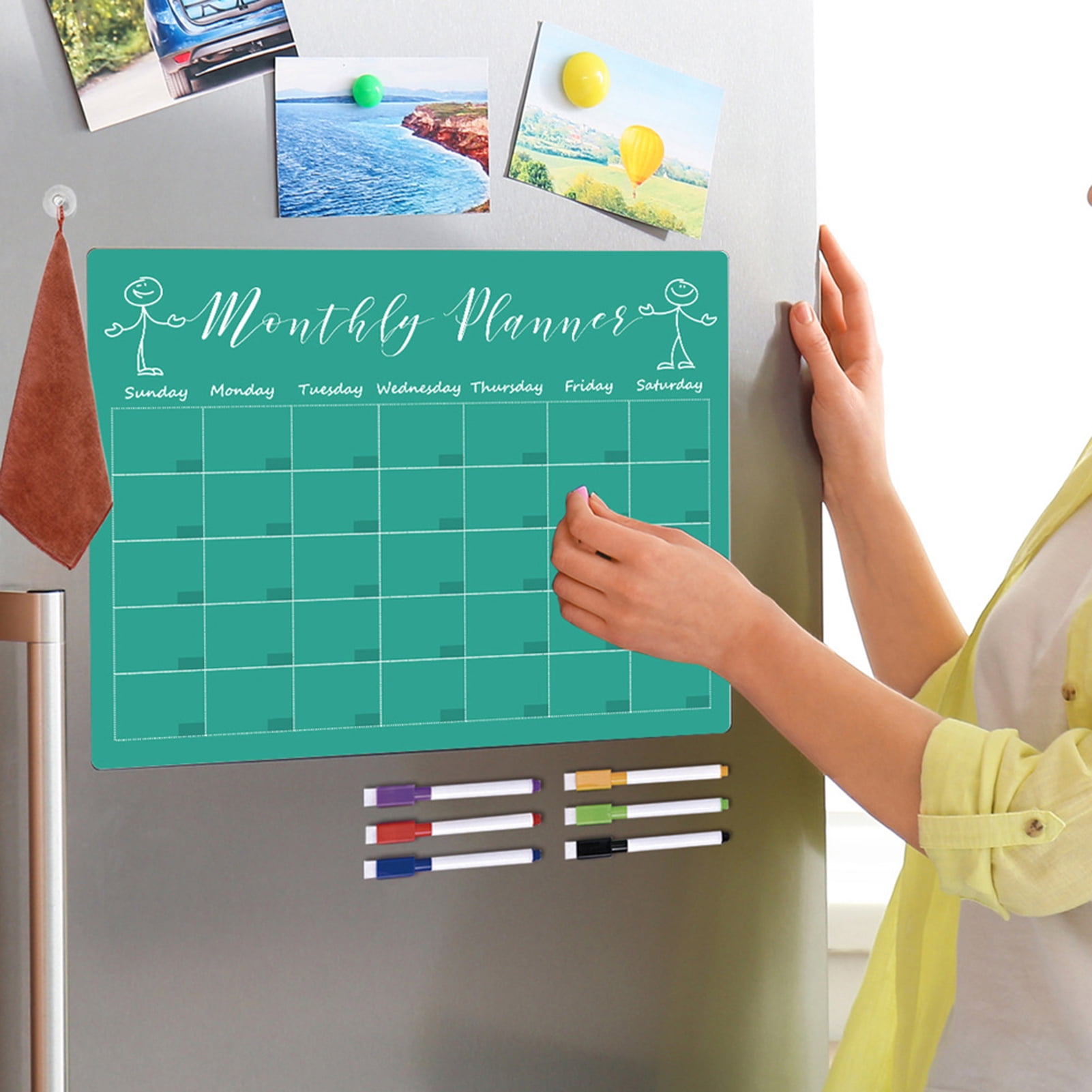 Sioweci 9Pcs/Set Weekly Planner for Refrigerator with Dry-Erase Message ...