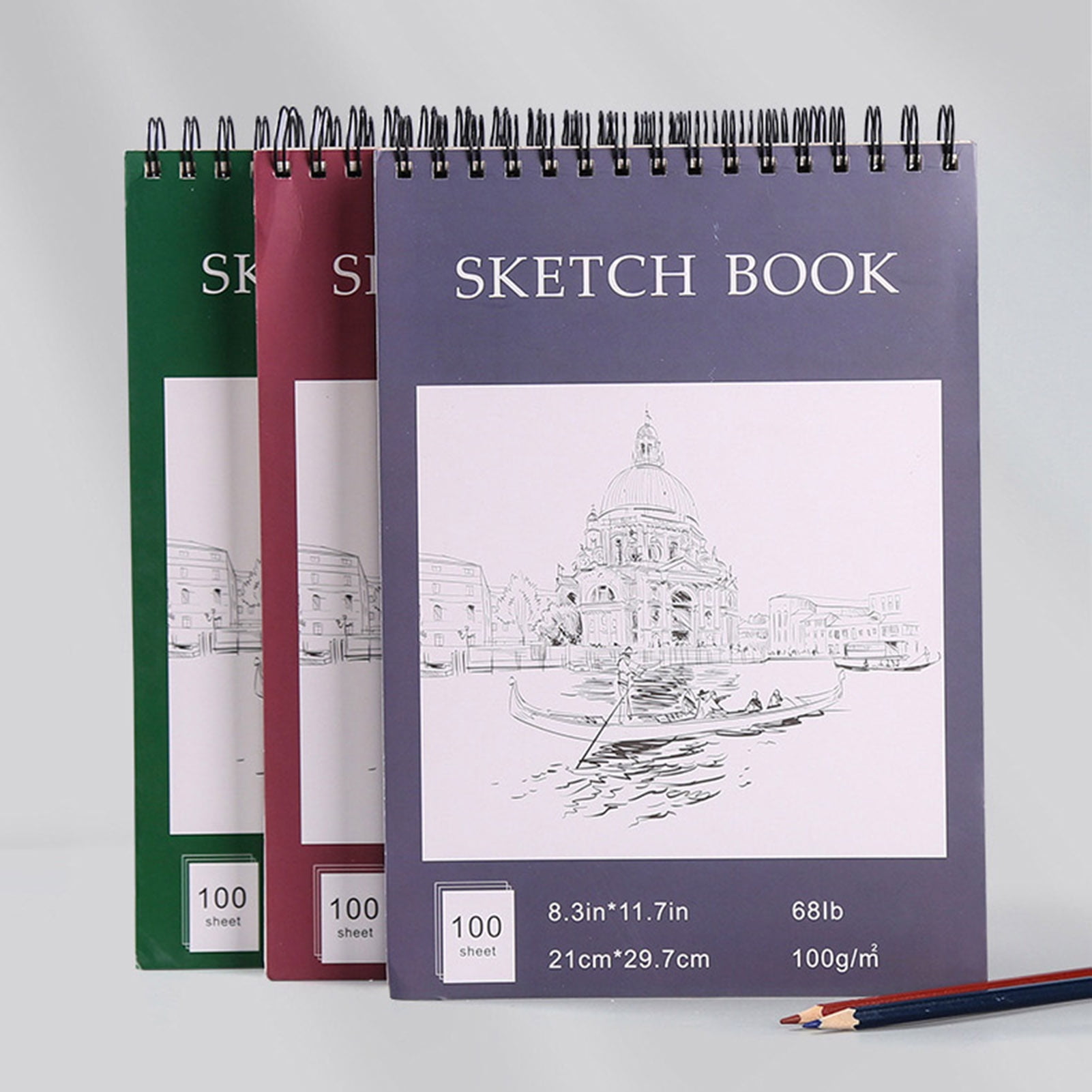 Sioweci A4 Hardcover Sketch Book Spiral Wire Bound 100 Sheets Acid Free ...